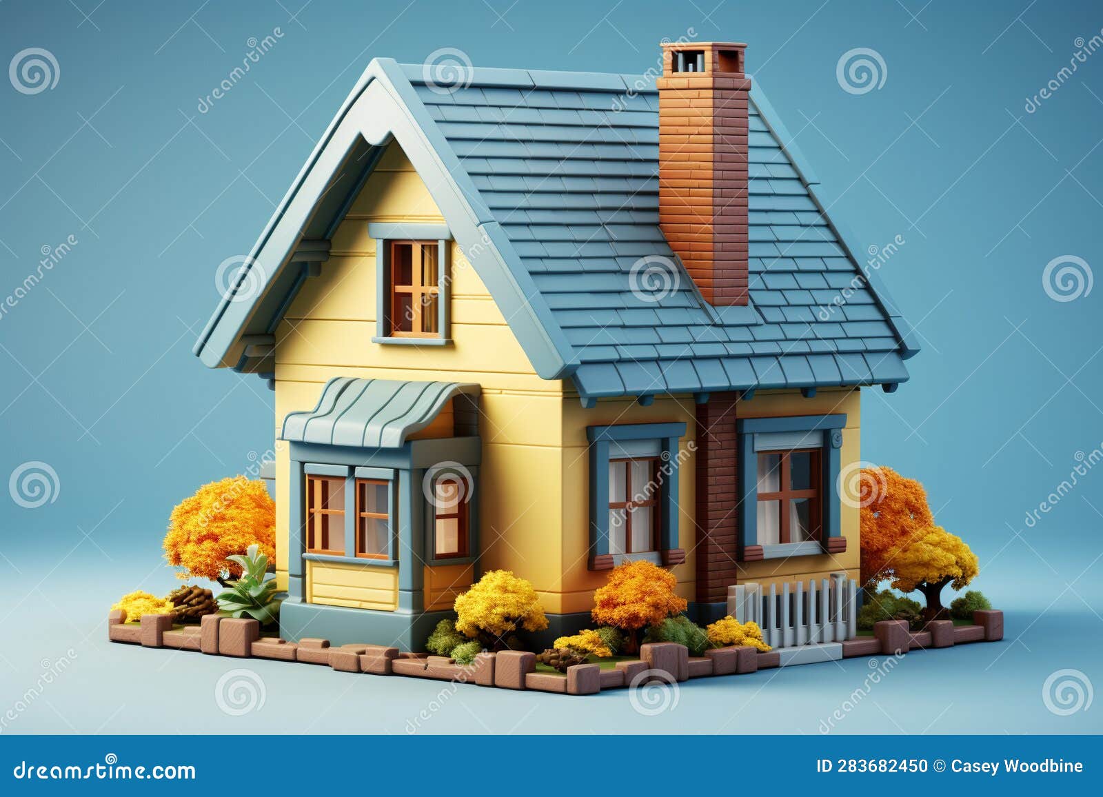 A Cute Basic House Illustration Isolated on a Blue Background Stock ...