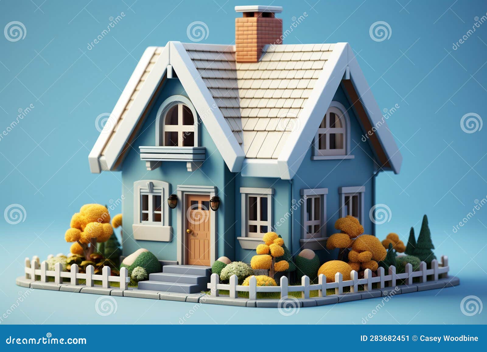 A Cute Basic House Illustration Isolated on a Blue Background Stock ...