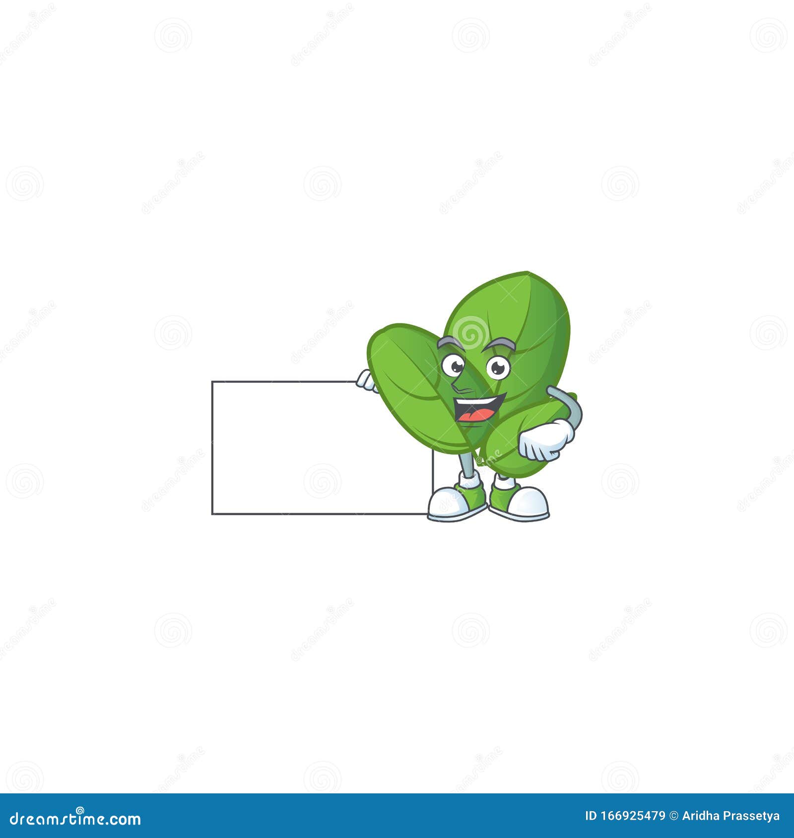 Cute Basil Cartoon Character with a Board Stock Vector - Illustration ...