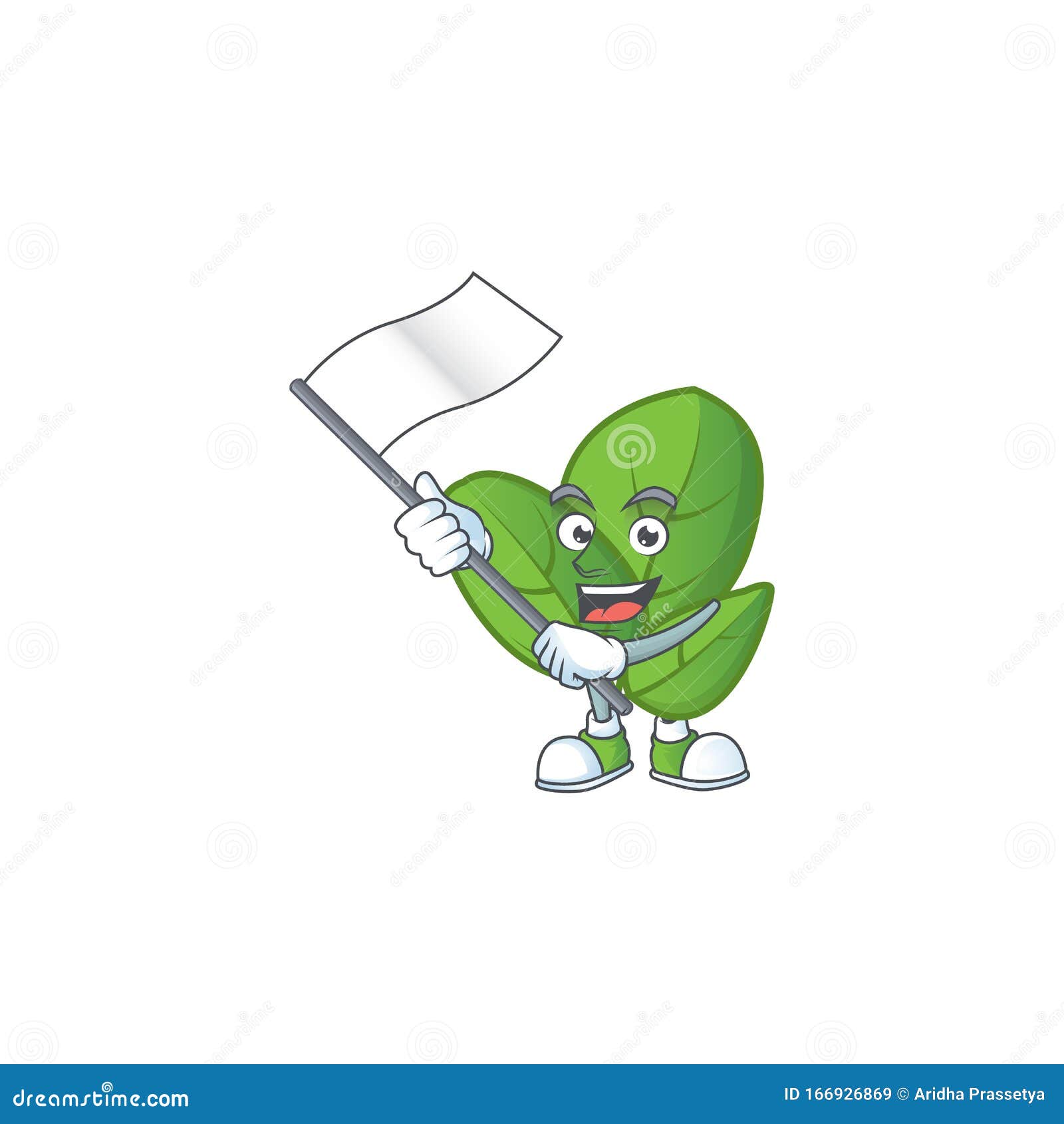 Cute Basil Cartoon Character Design Holding a Flag Stock Vector ...