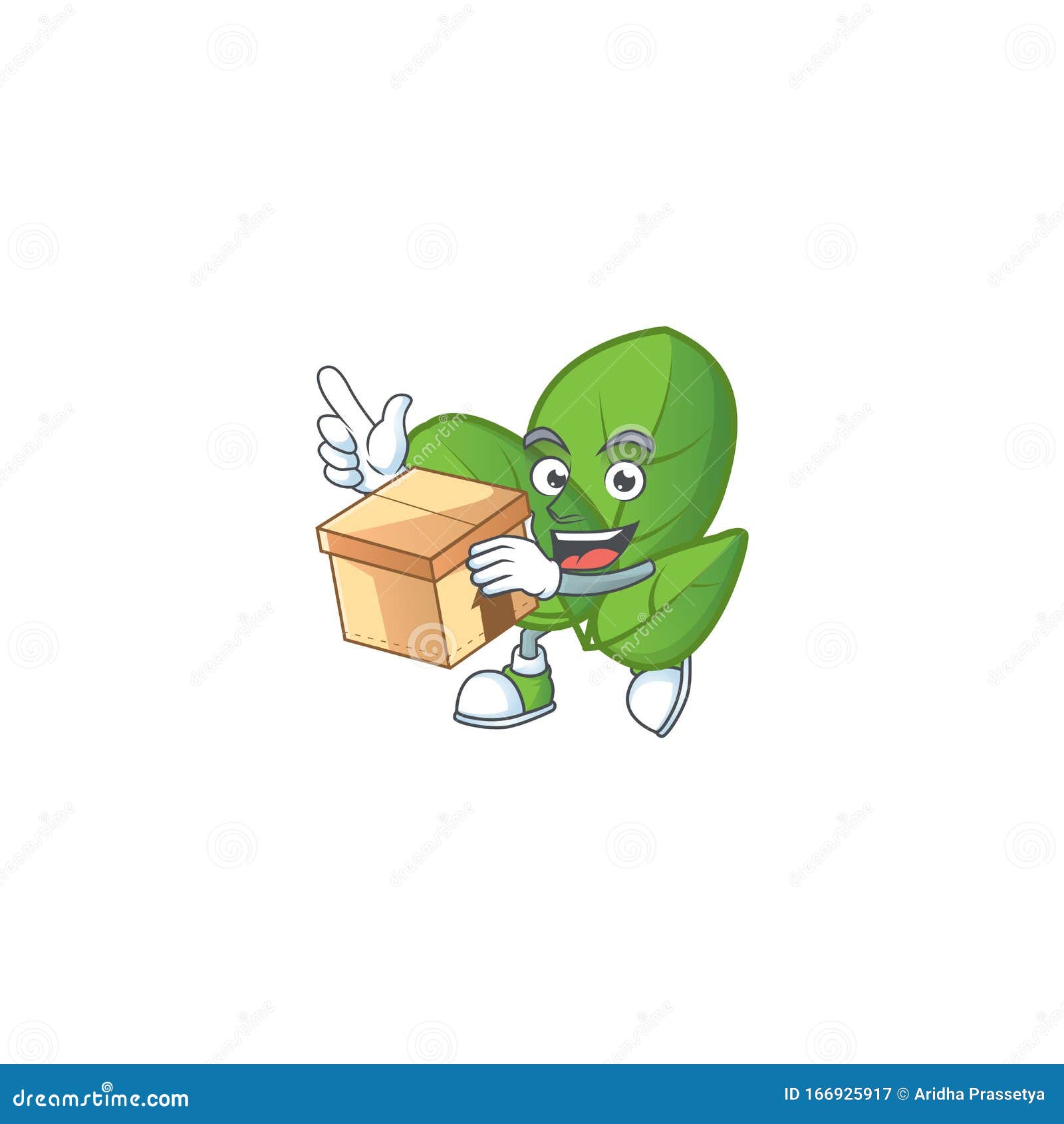 Cute Basil Cartoon Character Style Holding a Box Stock Vector ...