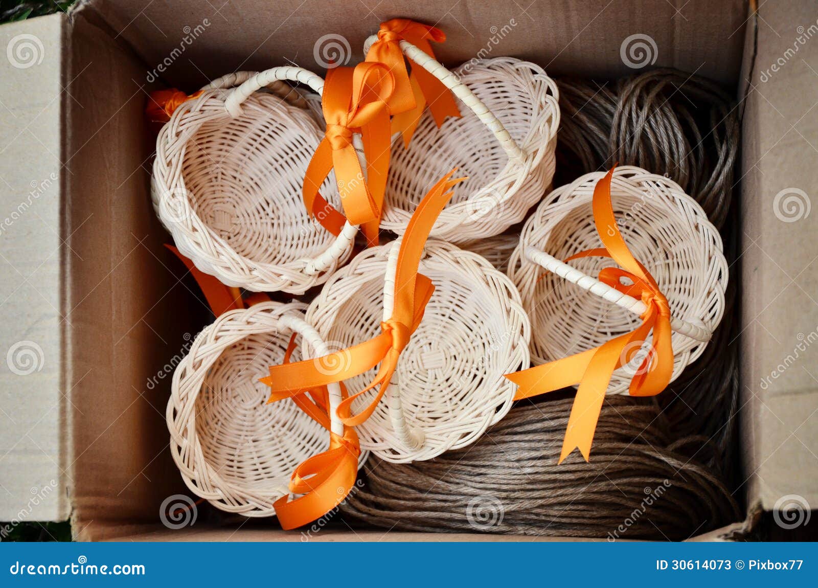 Cute Basket with Ribbon Souvenir in the Box Stock Image - Image of ...