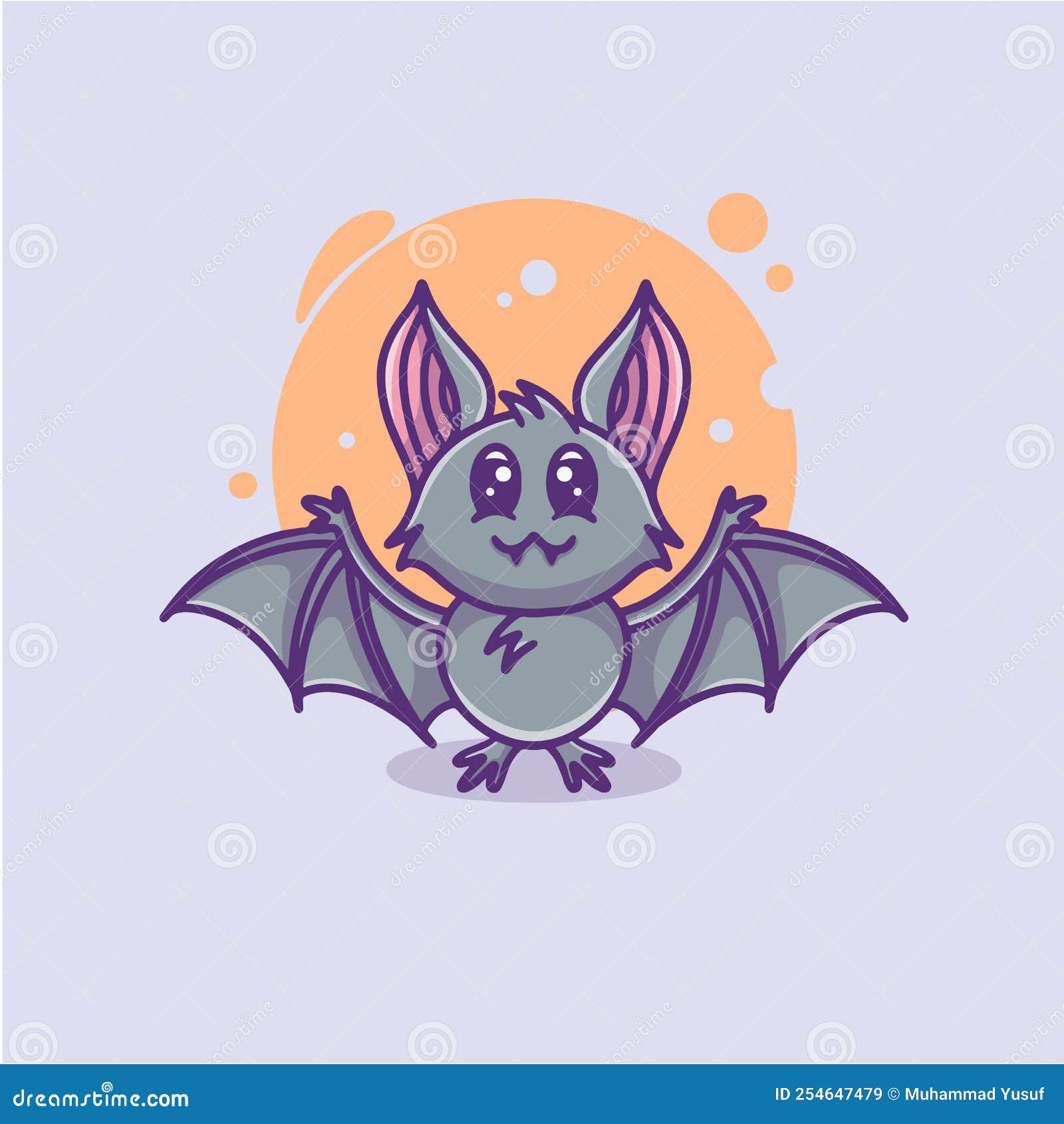 Cute bat illustration stock vector. Illustration of cute - 254647479