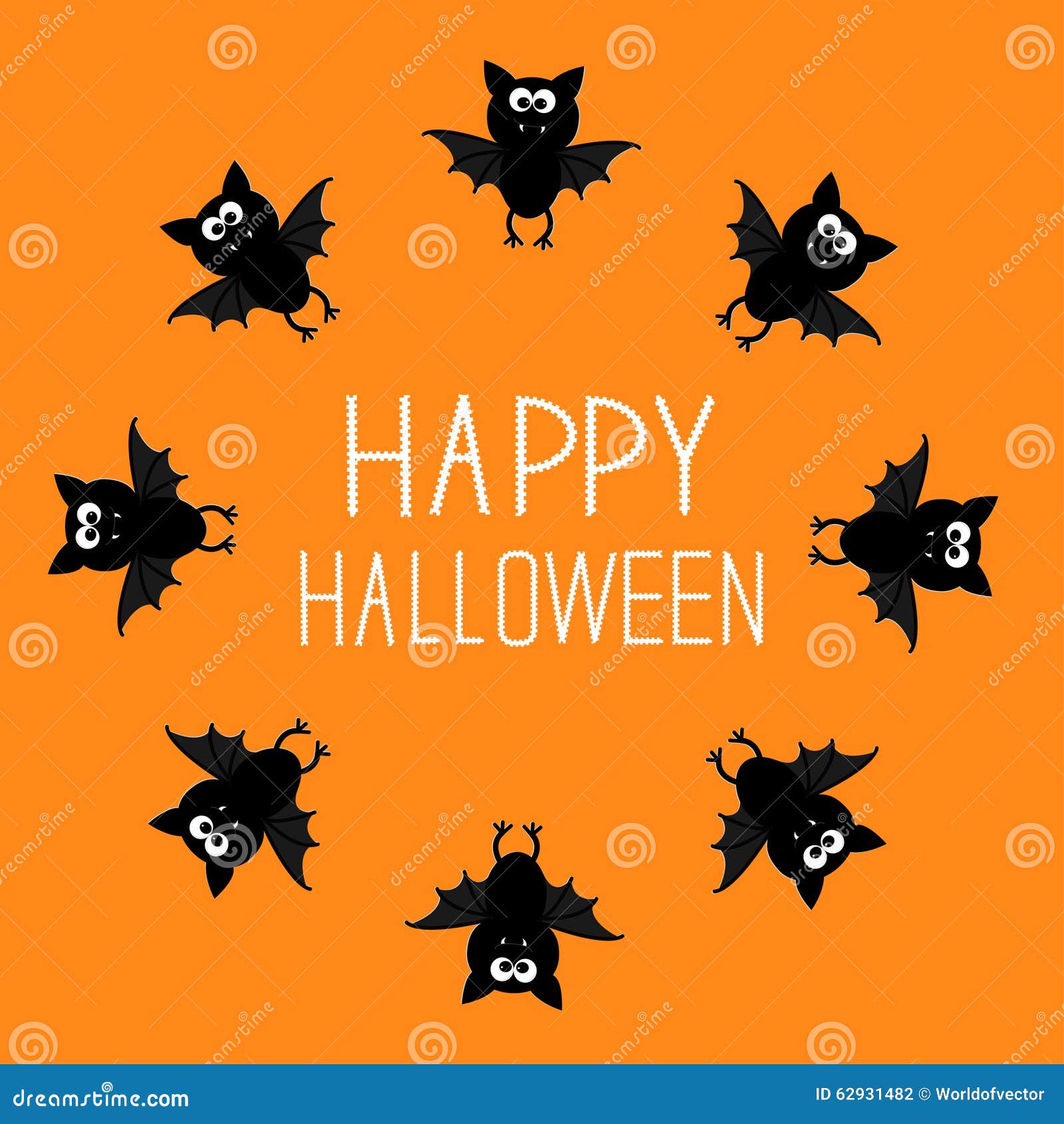 Cute Bat Round Frame. Happy Halloween Card Stock Vector - Illustration ...