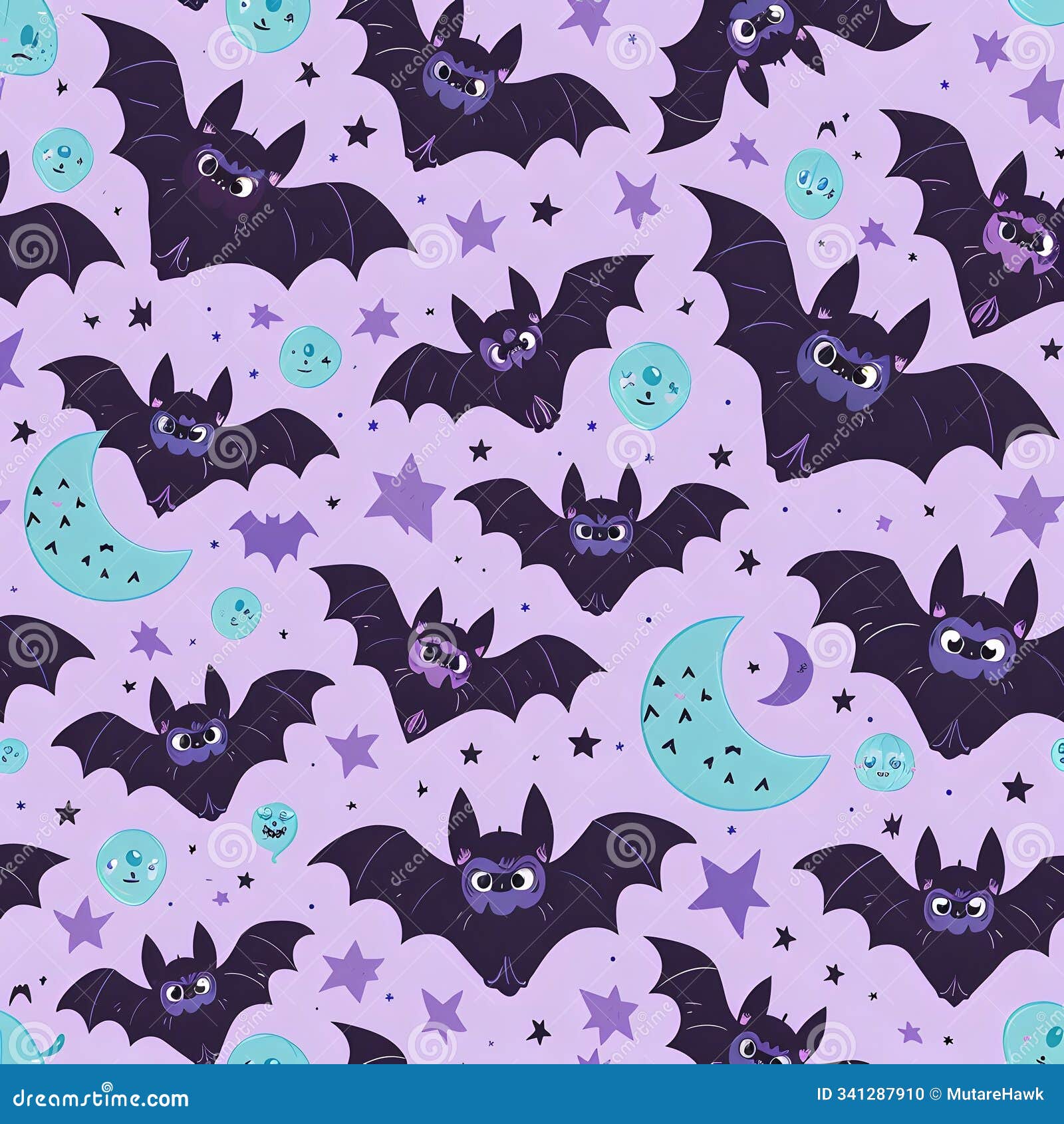 Cute Bats Night Sky Pattern Stock Illustration - Illustration of ...