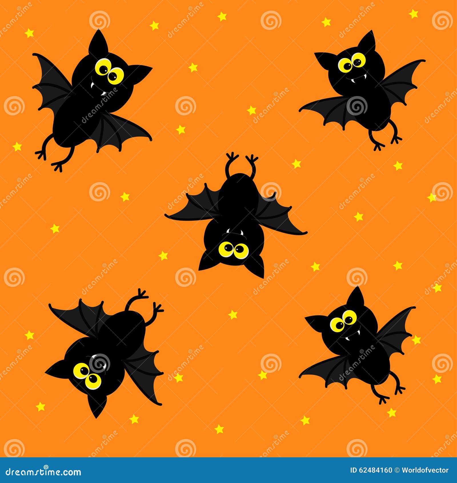 Cute Bats on Orange Background. Happy Halloween Pattern Stock Vector ...