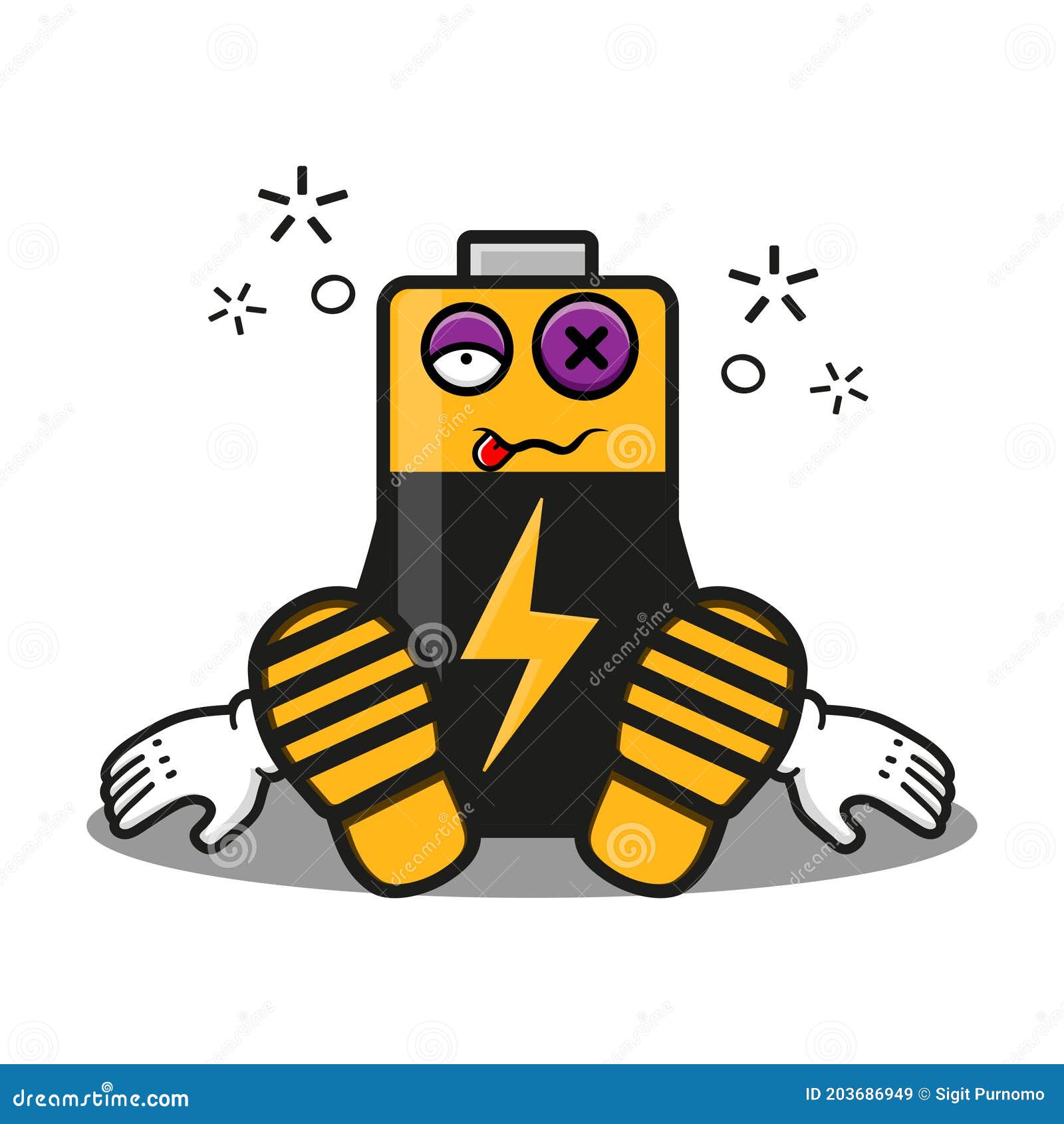 Cute Battery Cartoon Mascot Character Stock Vector - Illustration of ...