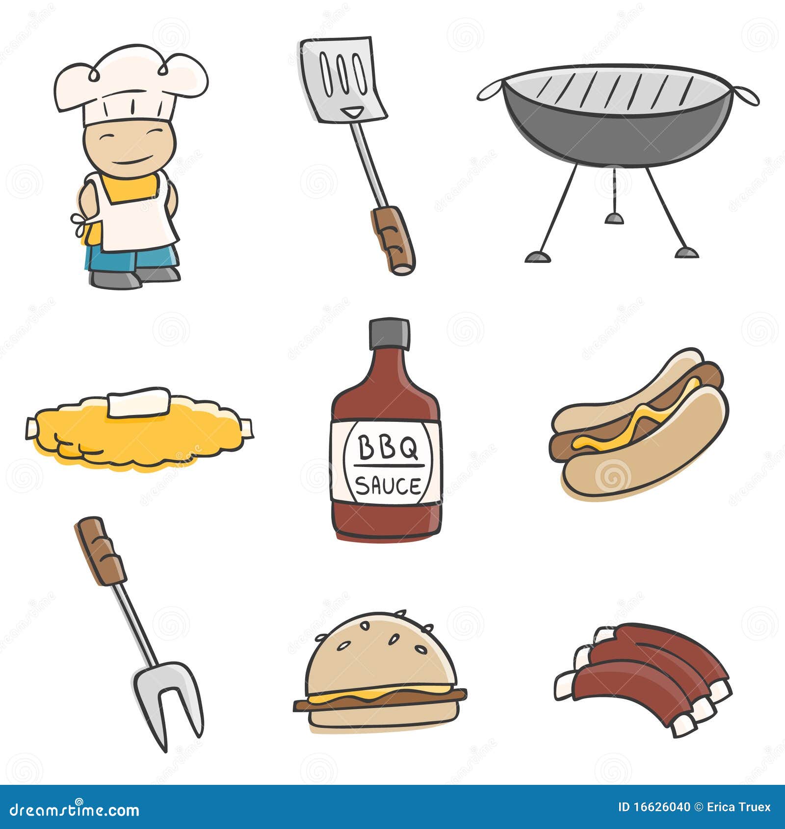 Cute BBQ stock vector. Illustration of elements, cook - 16626040