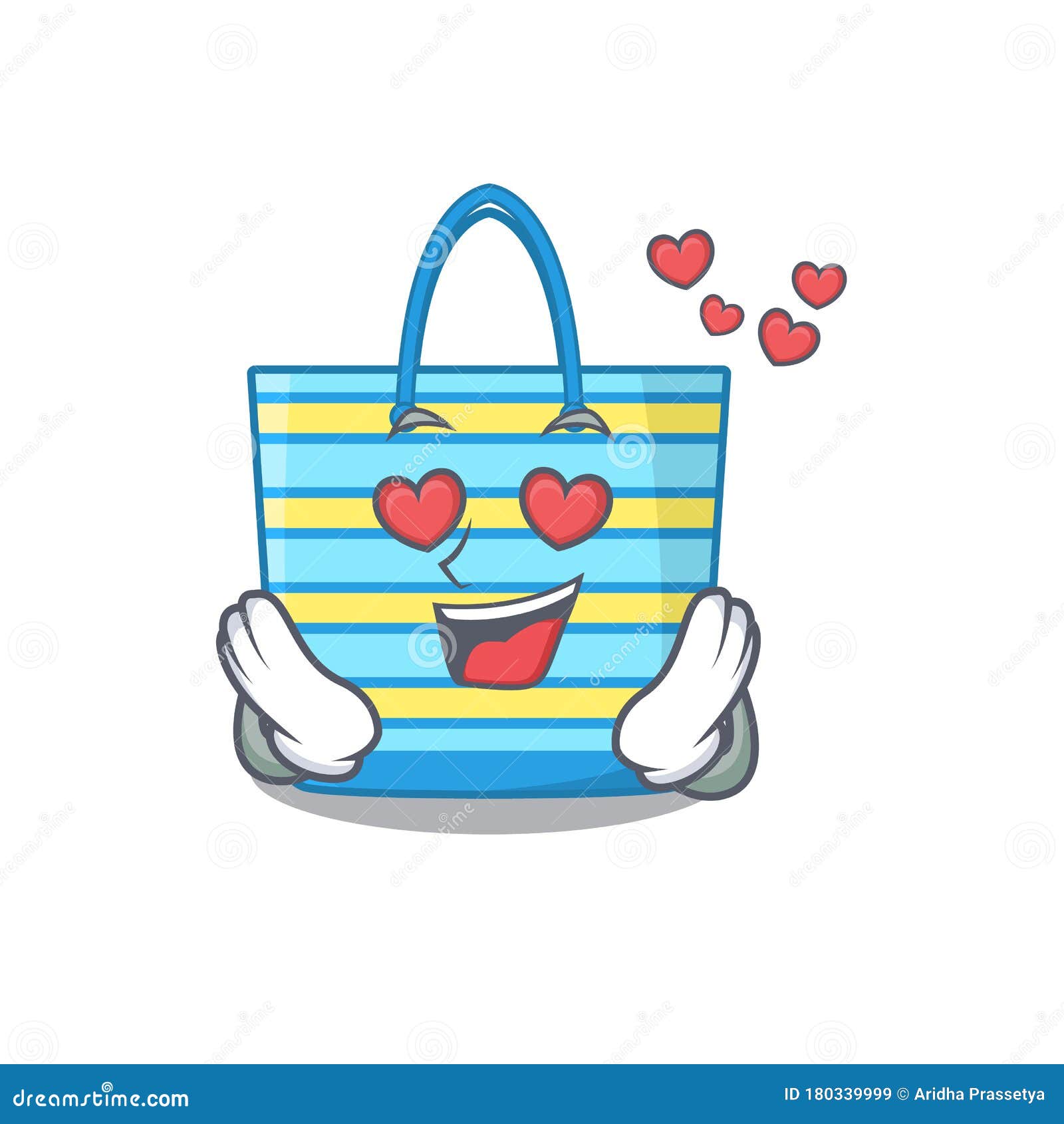 Cute Beach Bag Cartoon Character Has a Falling in Love Face Stock ...