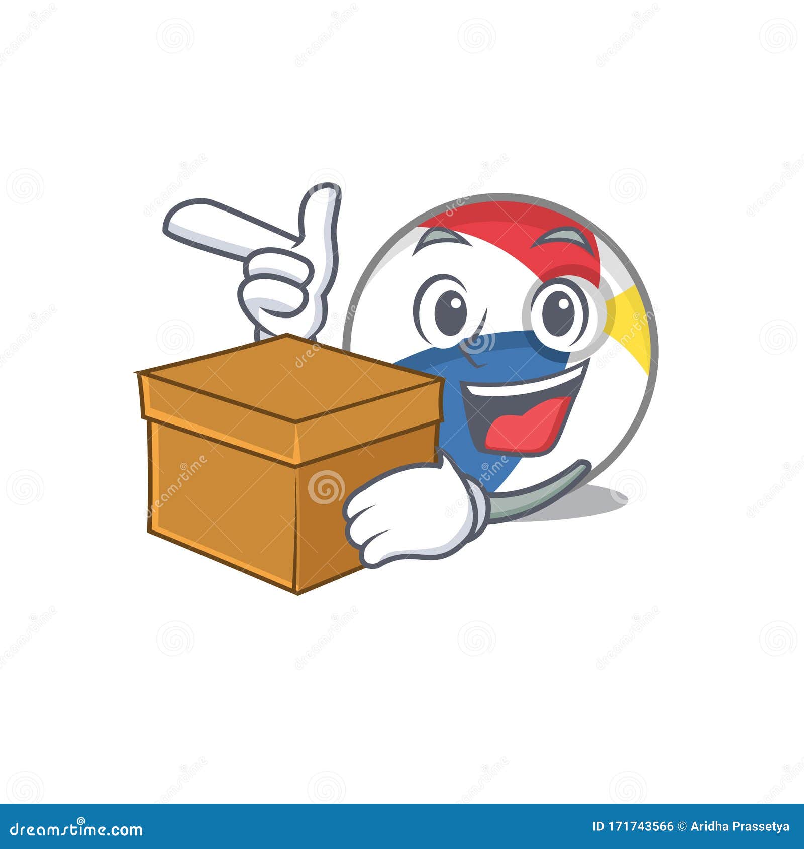 Cute Beach Ball Cartoon Character Having a Box Stock Vector ...