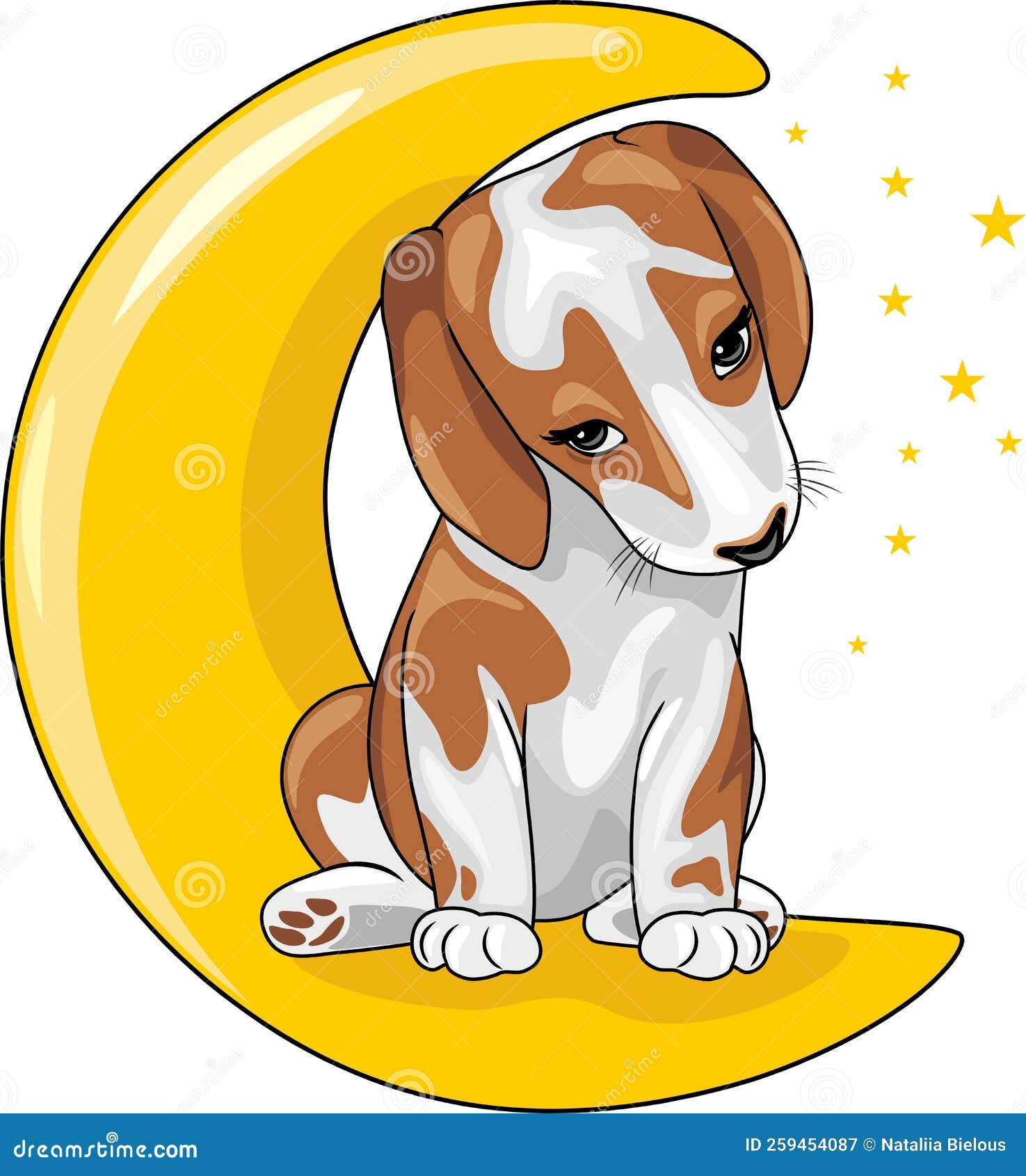 Cute Beagle Resting on the Moon Stock Vector - Illustration of lullaby ...
