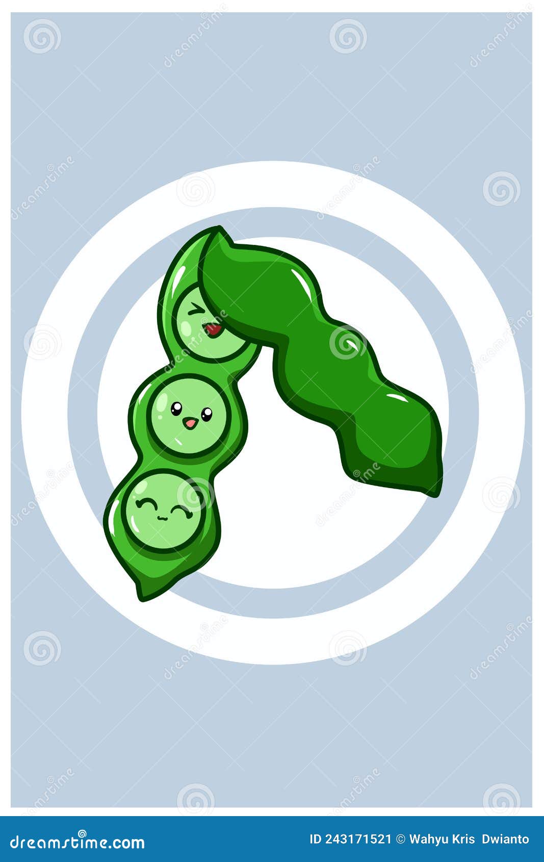 A Cute Green Bean Cartoon Illustration Stock Vector - Illustration of ...