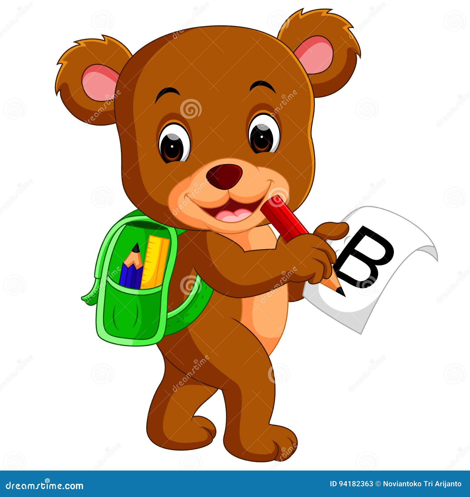 Cute bear with backpack stock vector. Illustration of domestic - 94182363