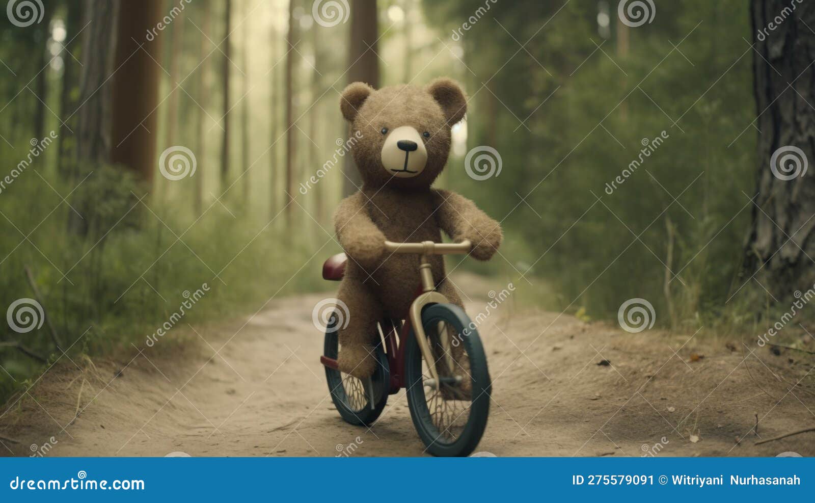 Cute Bear on Bicycle. Biking Bear Bicycle Riding Cute Animal in the ...
