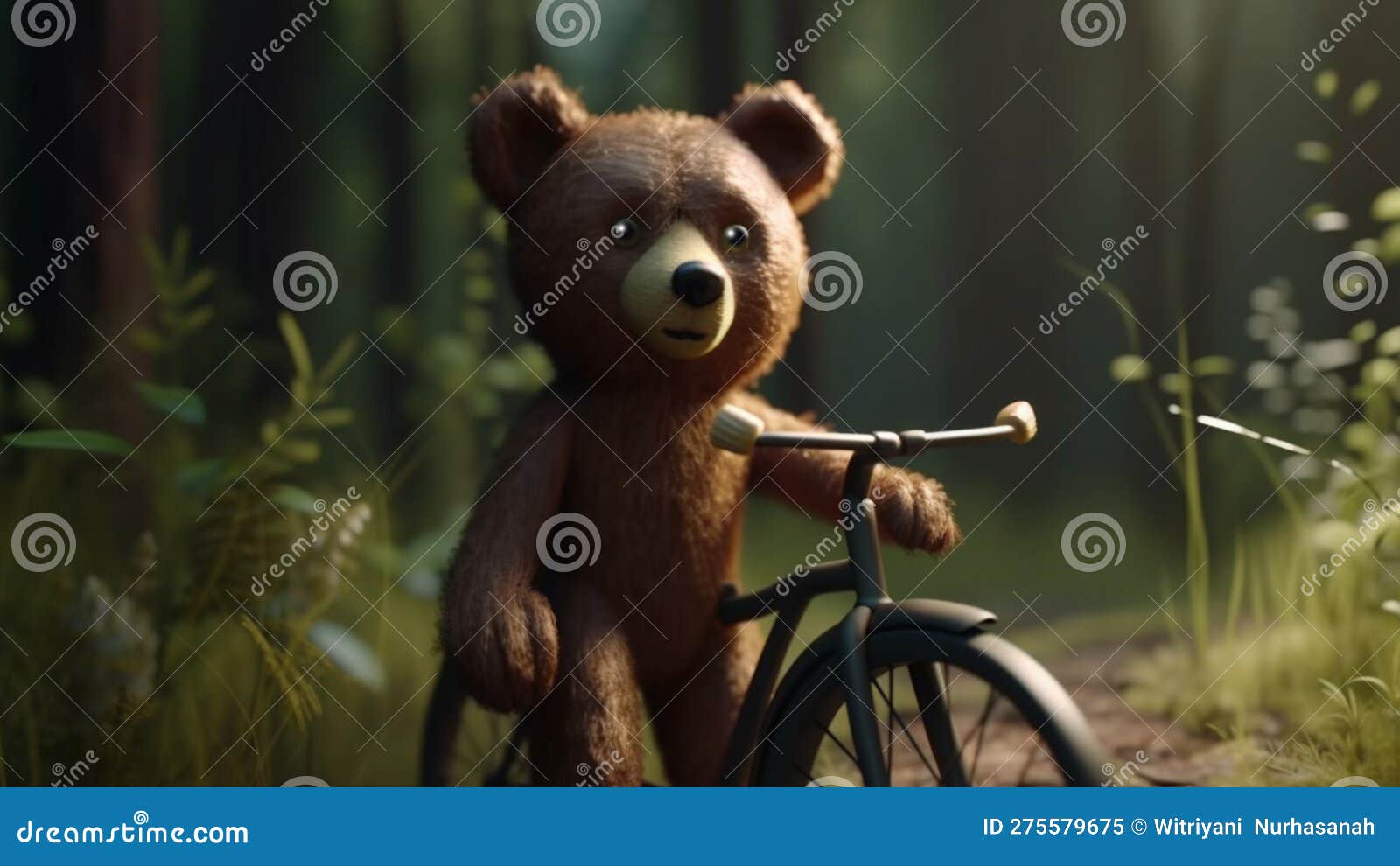 Cute Bear on Bicycle. Biking Bear Bicycle Riding Cute Animal in the ...