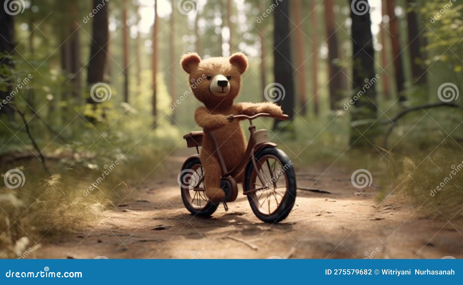 Cute Bear on Bicycle. Biking Bear Bicycle Riding Cute Animal in the ...