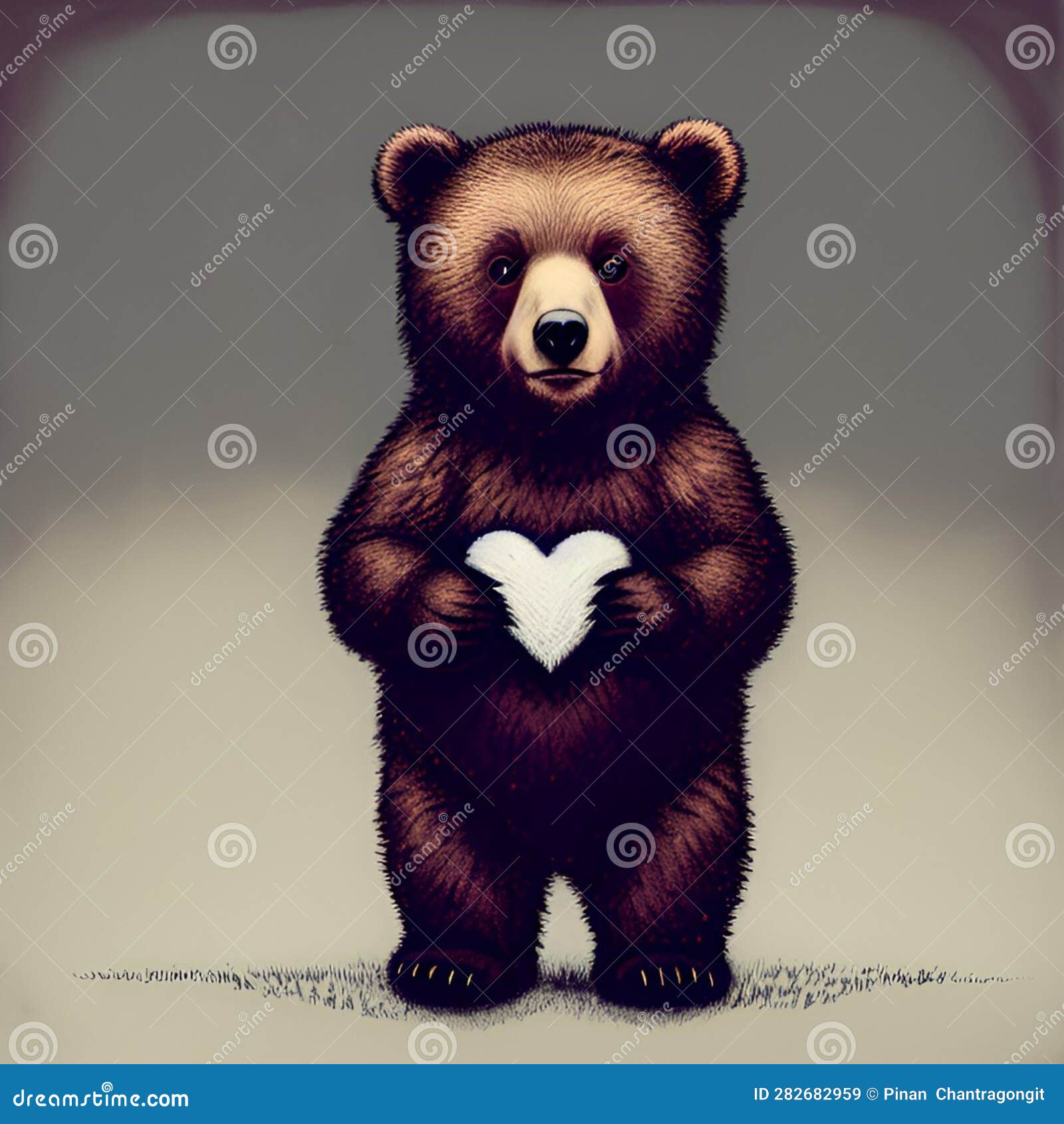 Cute Bear Carry a Mini Heart Stock Vector - Illustration of little ...