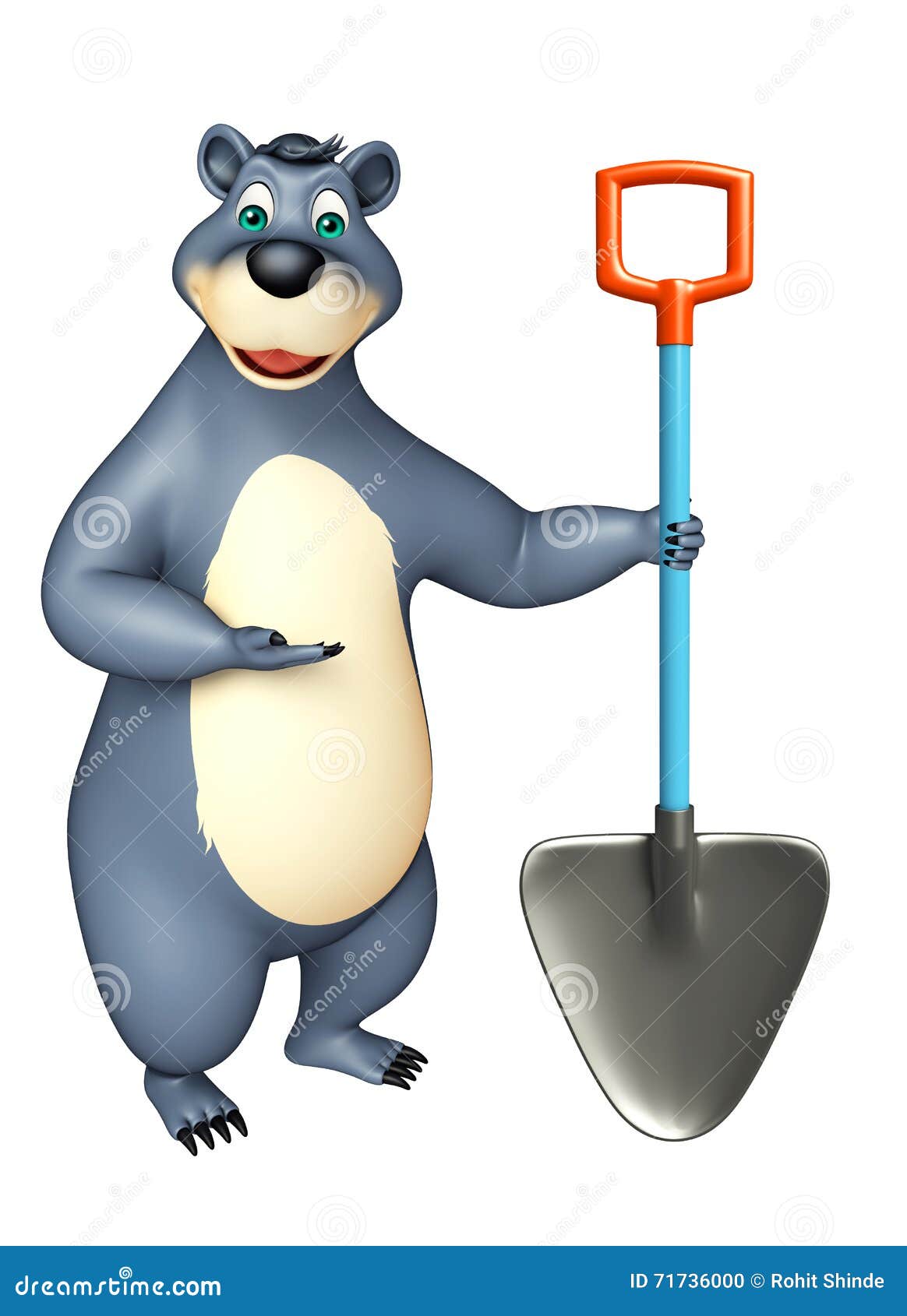 Cute Bear Cartoon Character with Digging Shovel Stock Illustration ...