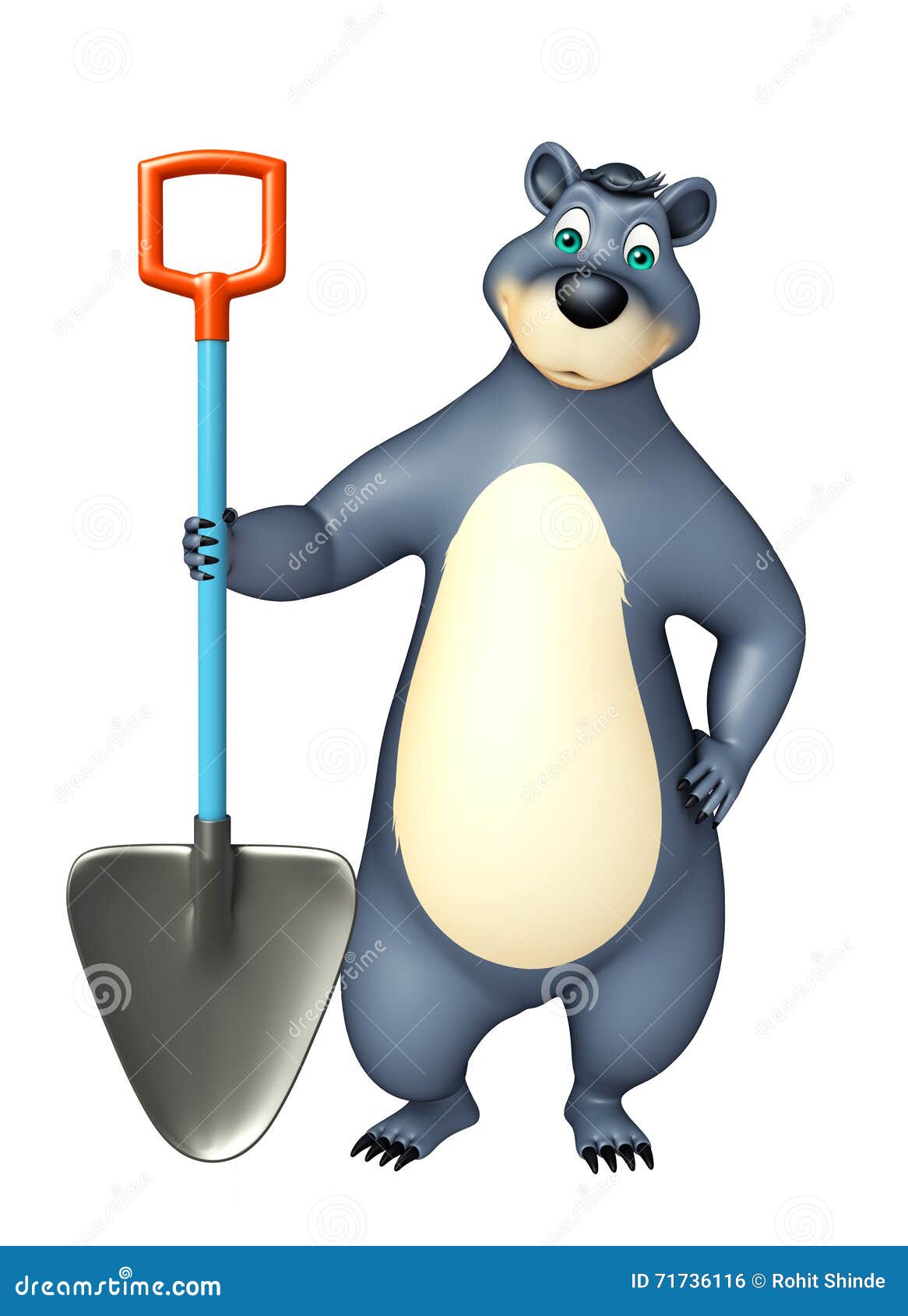 Cute Bear Cartoon Character with Digging Shovel Stock Illustration ...