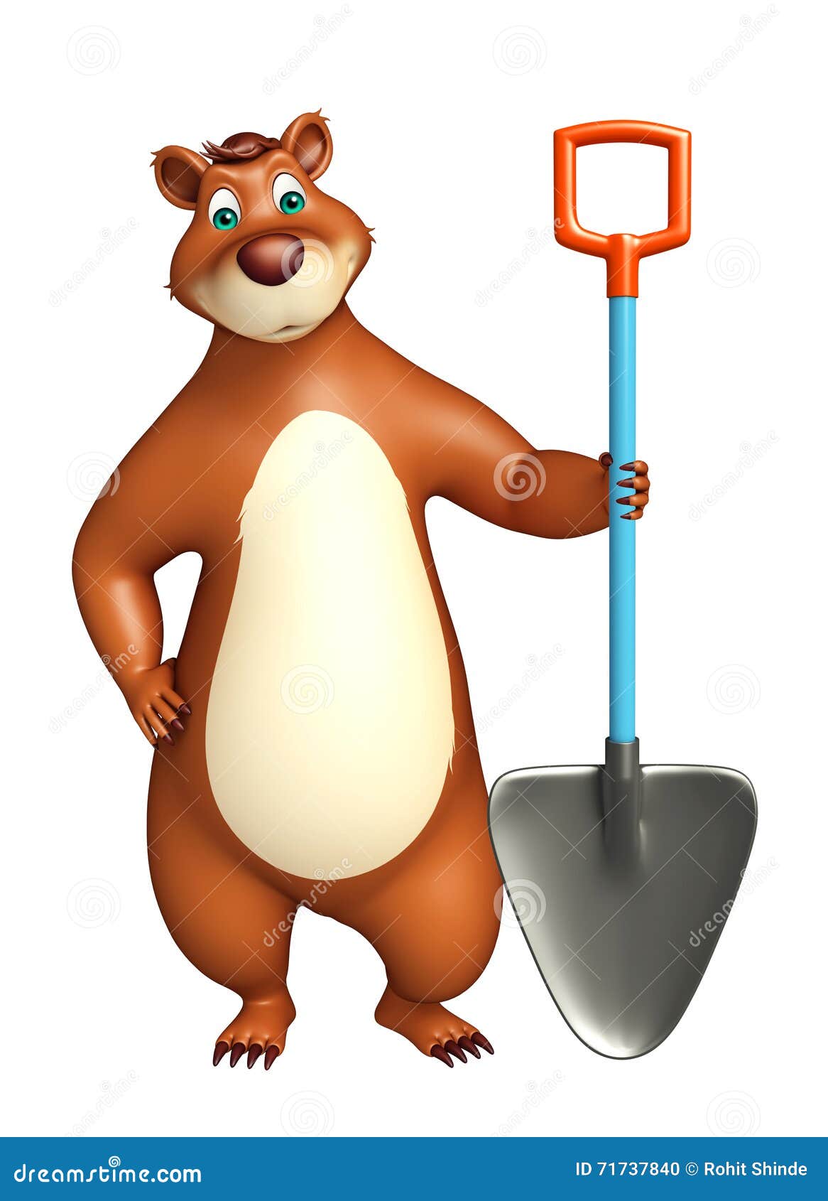 Cute Bear Cartoon Character with Digging Shovel Stock Illustration ...