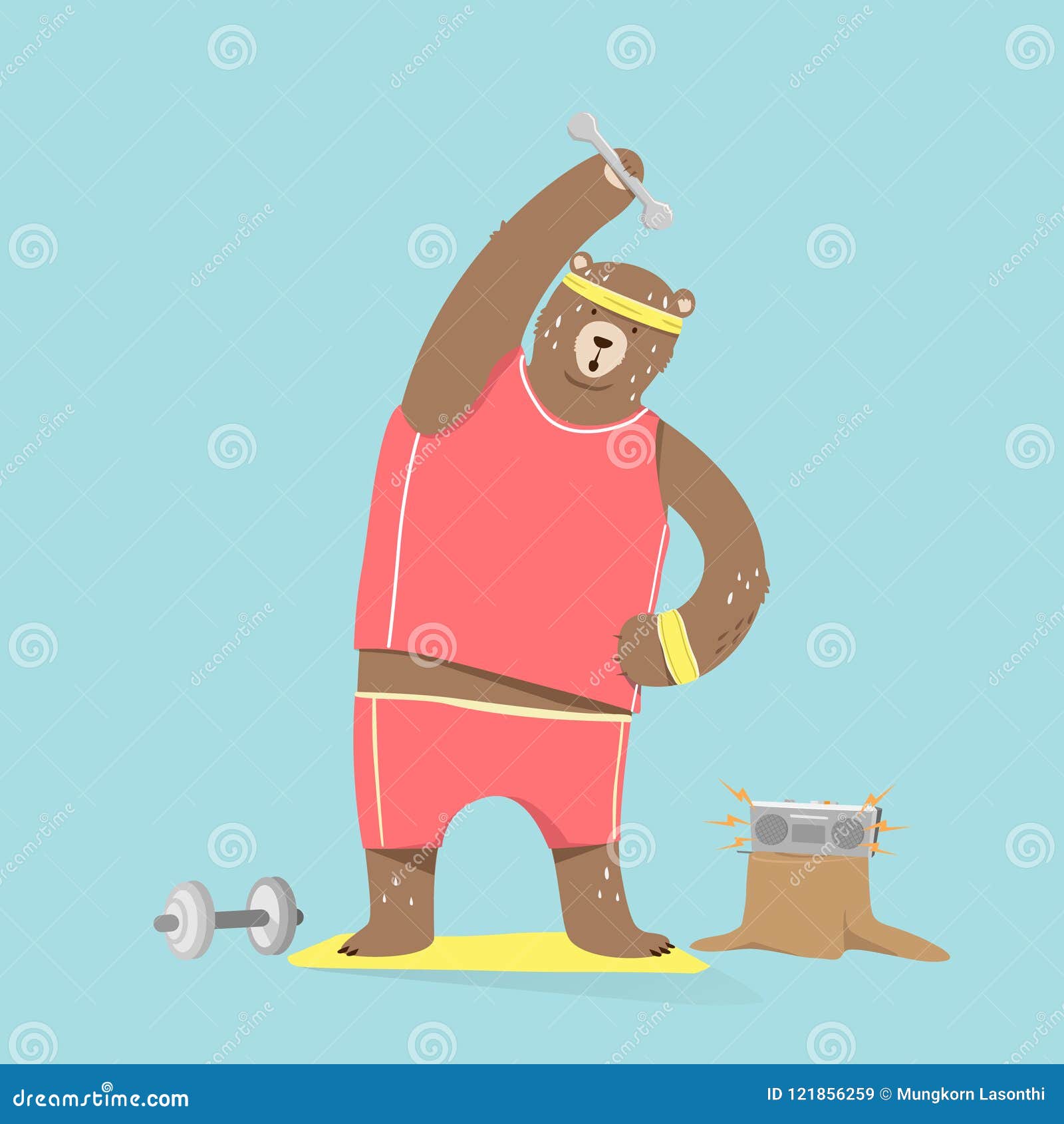 Cute Bear Cartoon Character Doing Exercises. Cartoon Illustration Stock Vector - Illustration of ...