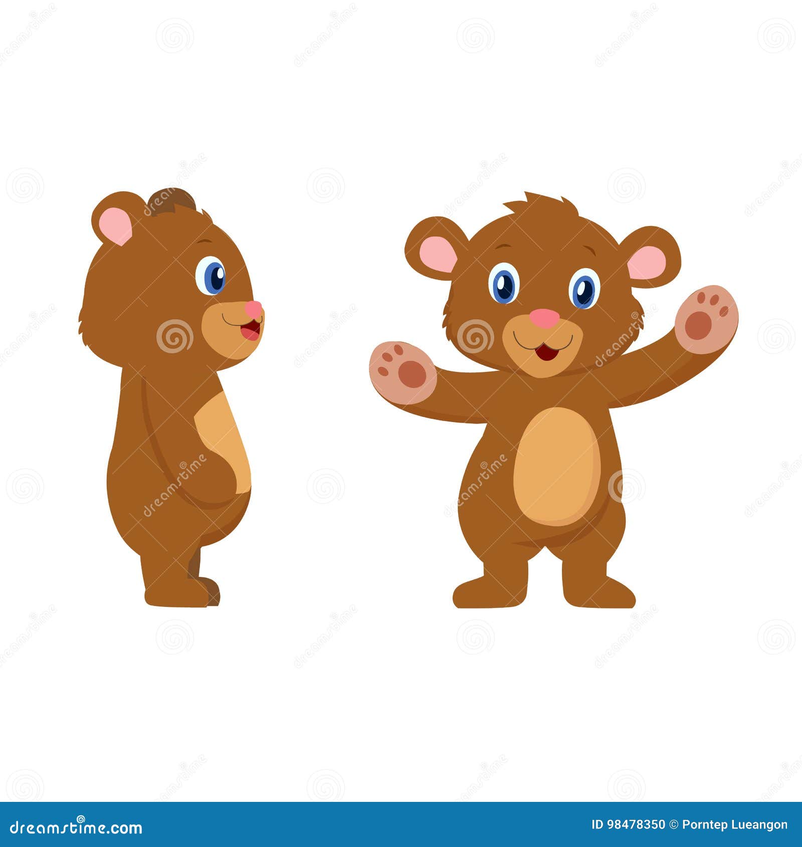 Cute Bear Cartoon Character Front and Sides View Stock Vector ...