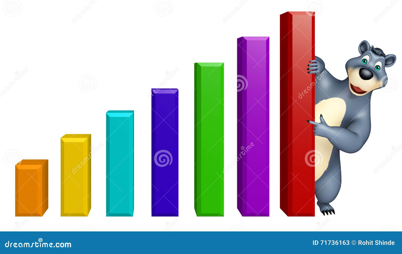 Cute Bear Cartoon Character with Graph Stock Illustration ...