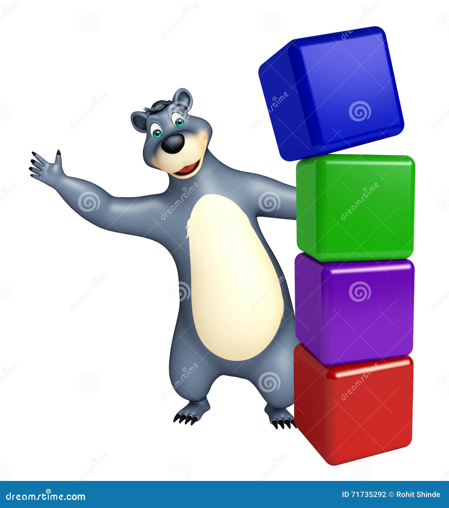 Cute Bear Cartoon Character with Level Stock Illustration ...