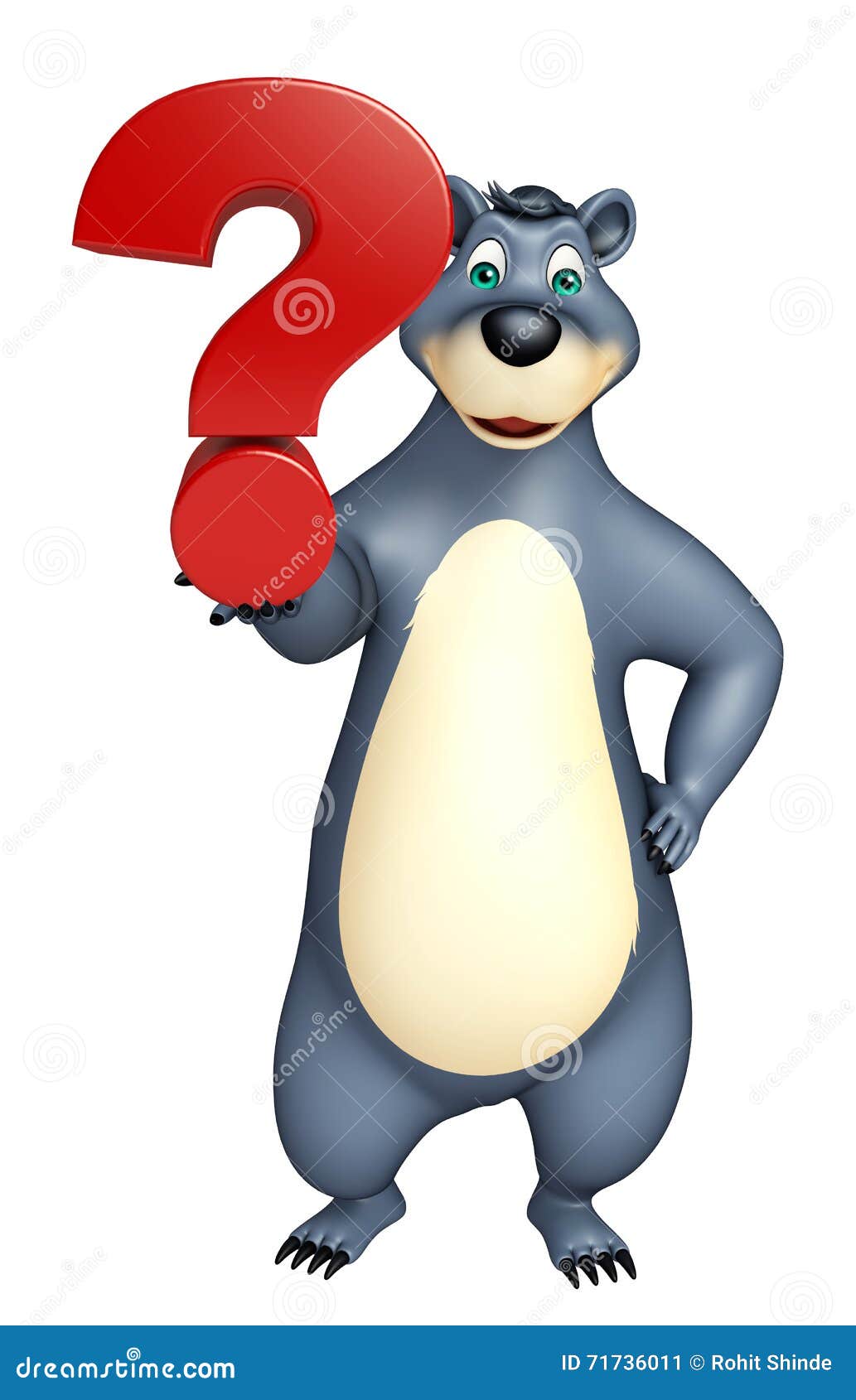 Cute Bear Cartoon Character with Question Mark Sign Stock Illustration ...