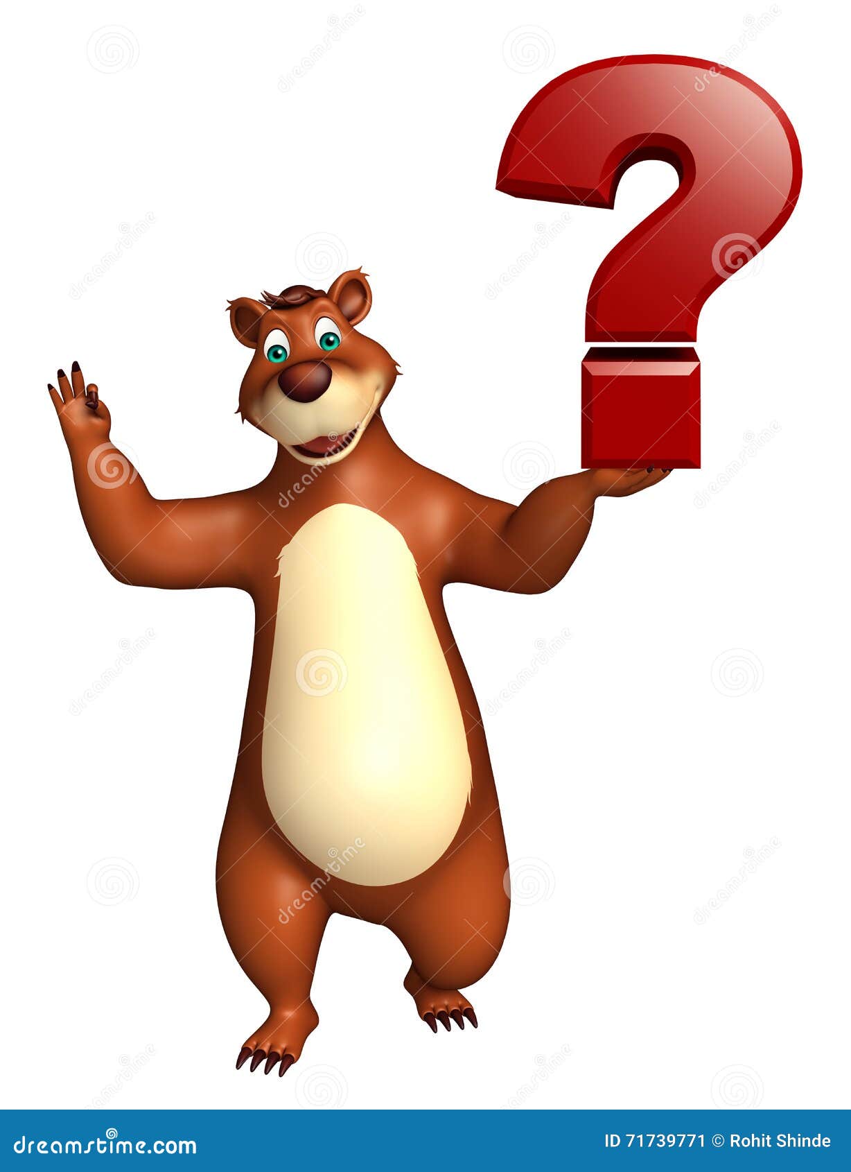 Cute Bear Cartoon Character with Question Mark Sign Stock Illustration - Illustration of mark ...