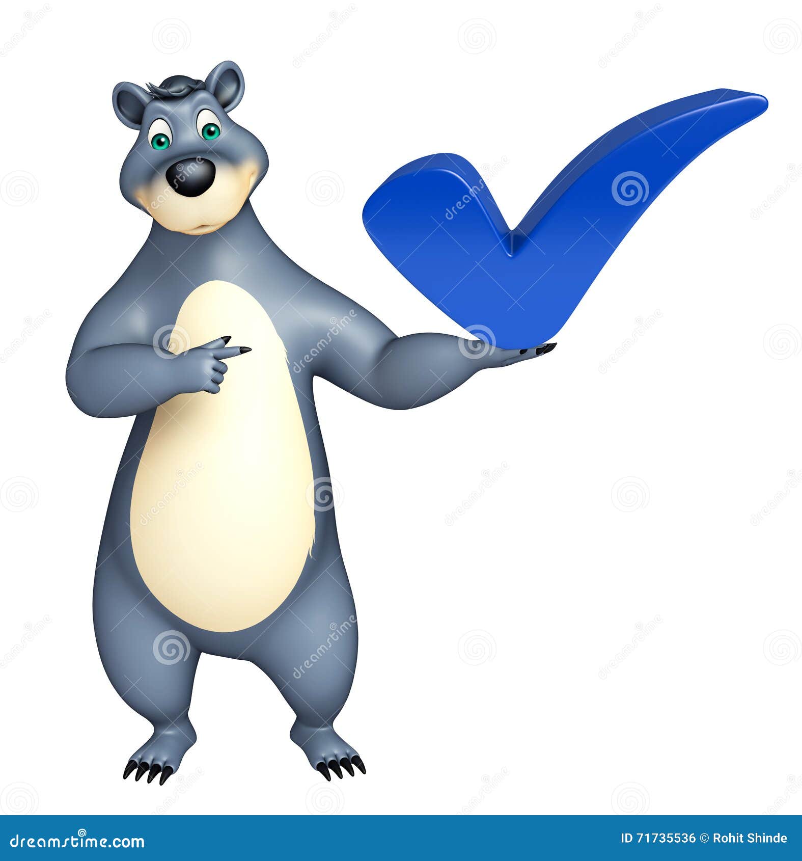 Cute Bear Cartoon Character with Right Sign Stock Illustration ...
