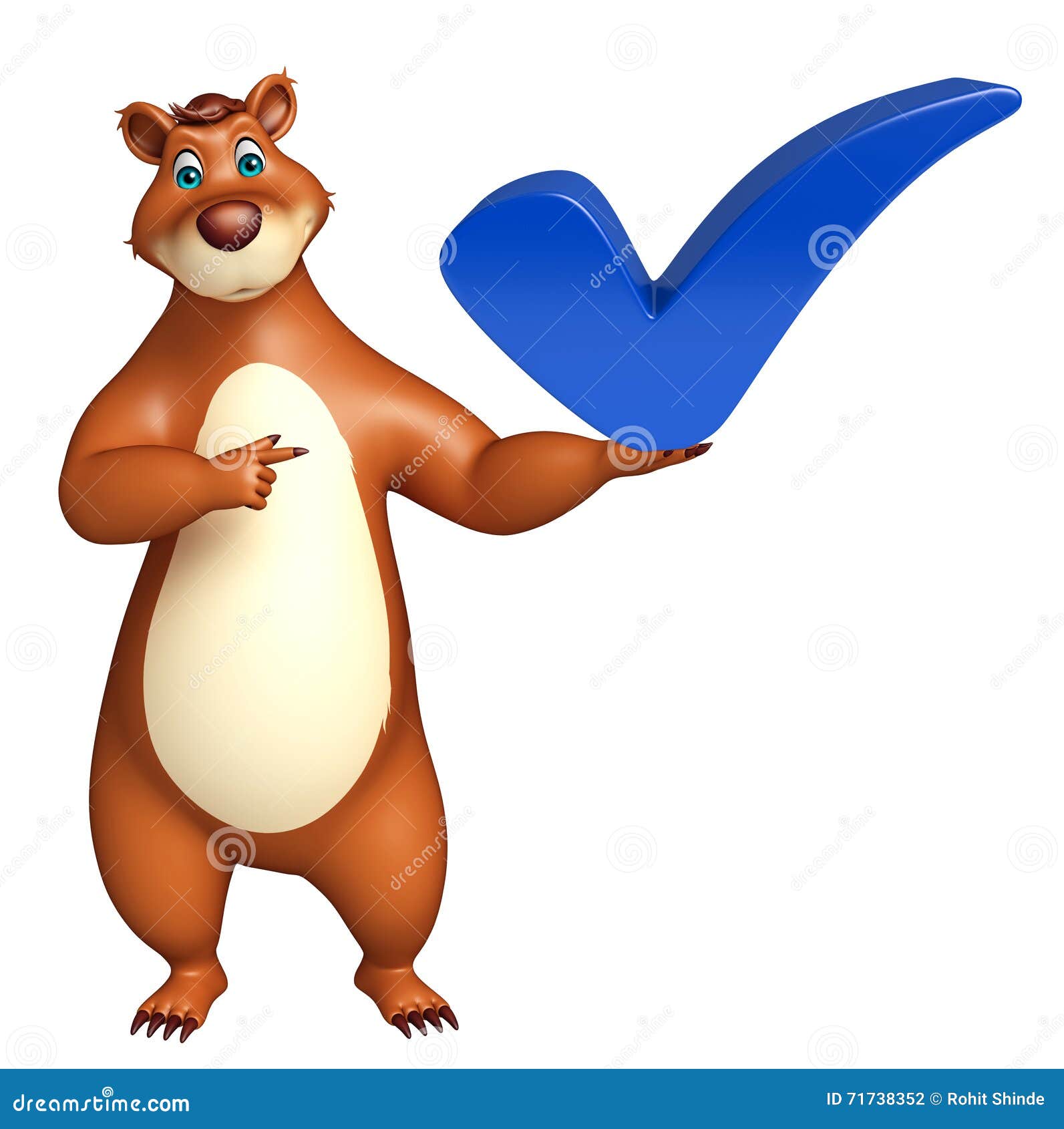 Cute Bear Cartoon Character with Right Sign Stock Illustration ...