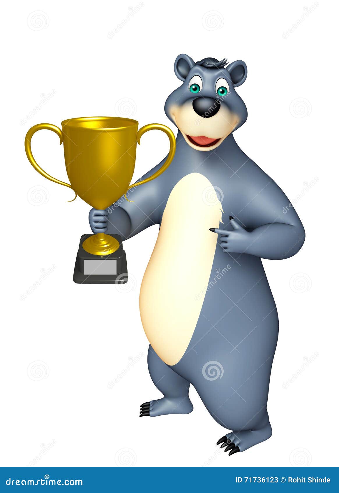 Cute Bear Cartoon Character with Winning Cup Stock Illustration ...
