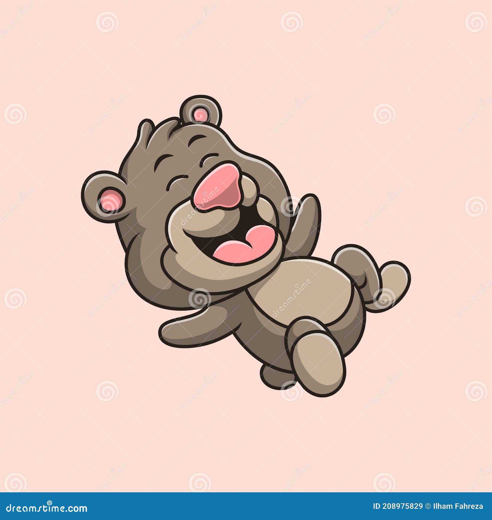 Cute bear cartoon laughing stock illustration. Illustration of eating ...