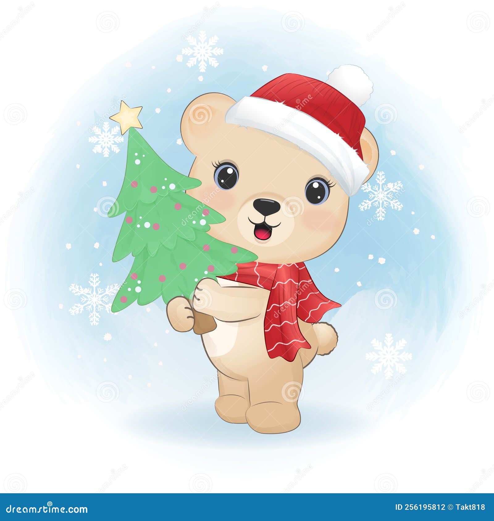 Cute Bear and Christmas Tree. Christmas Season Stock Vector ...