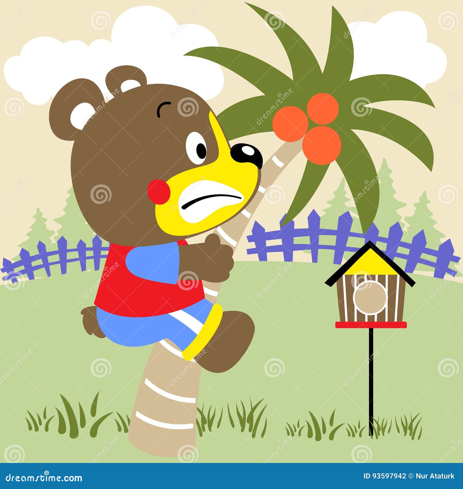 Cute bear stock vector. Illustration of grizzly, forest - 93597942