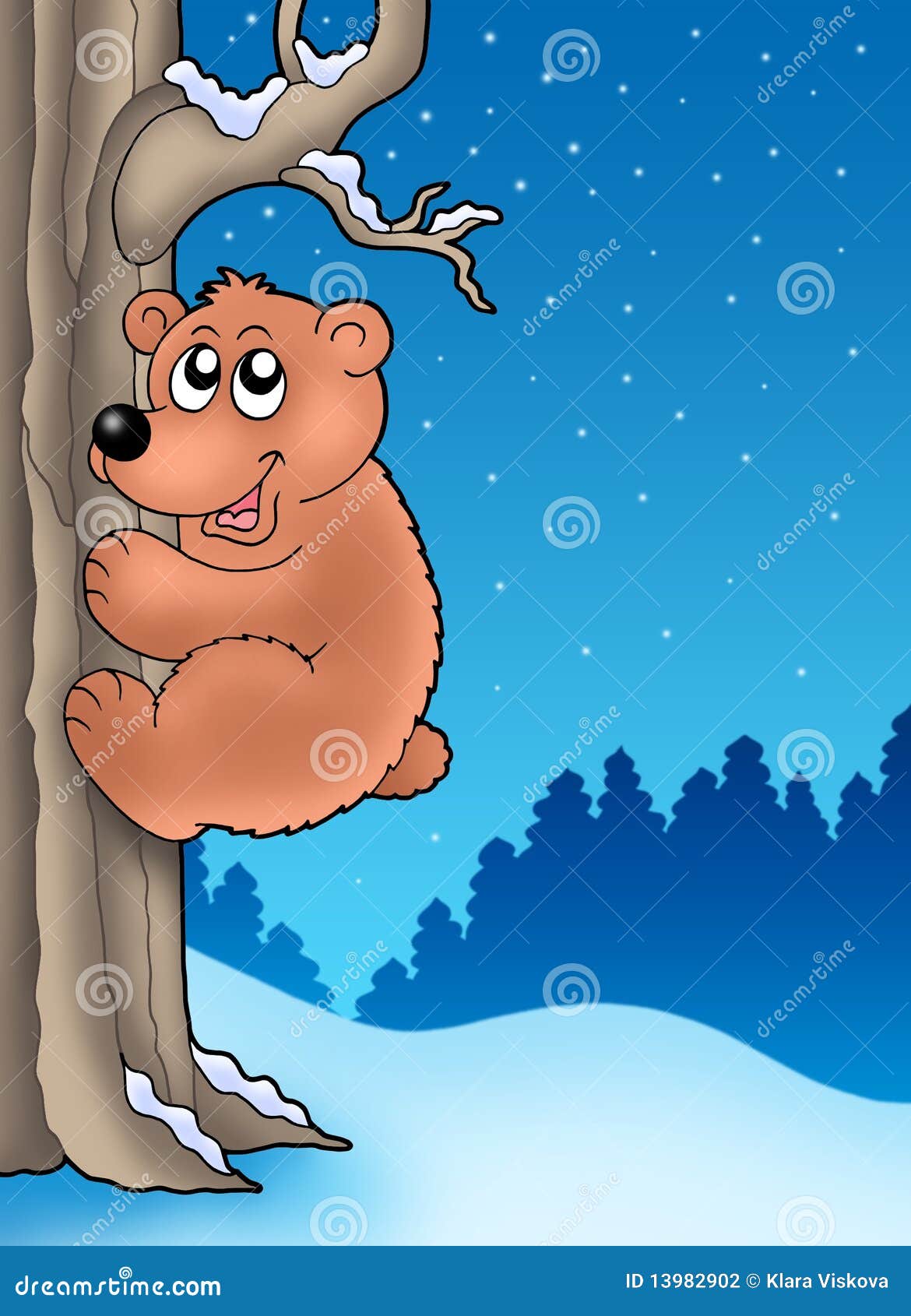 Cute bear climbing tree stock illustration. Illustration of happy ...