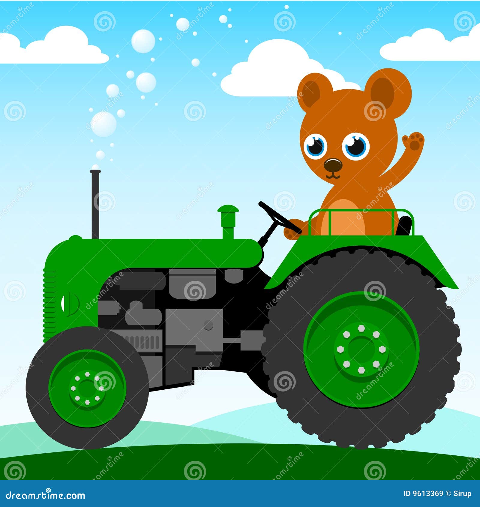 Cute Bear Driving an Old Tractor Stock Vector - Illustration of farming ...