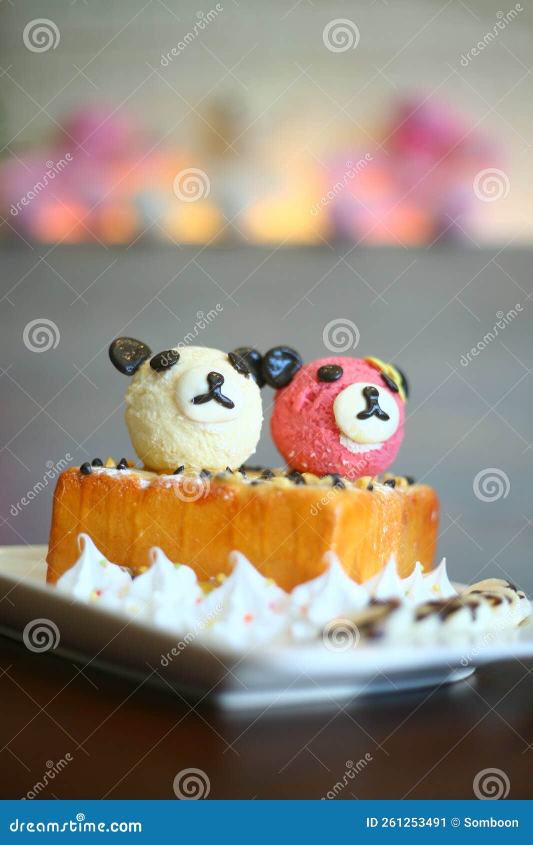 Cute Bear Face Cake that are Delicious Stock Image - Image of face ...