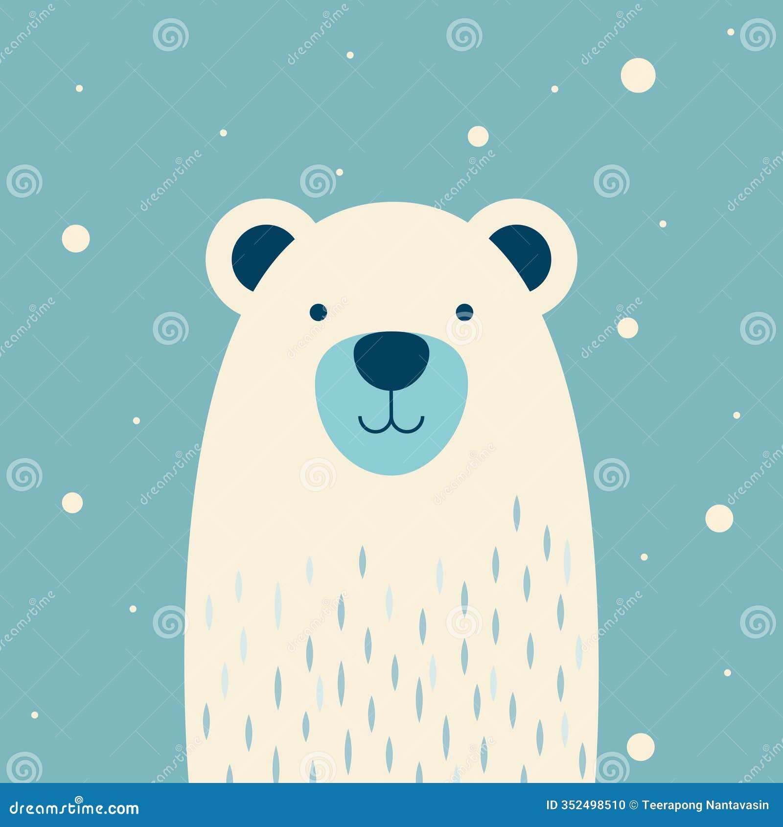 Cute Bear with Falling Snow Background. Stock Illustration ...