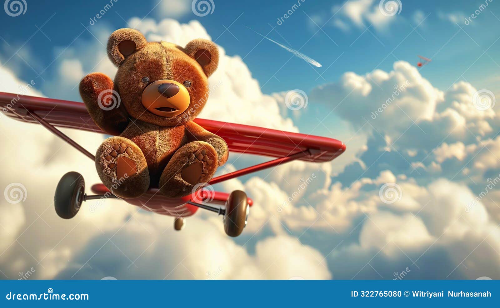 Cute Bear Flying on a Plane . Generative Ai Stock Illustration ...