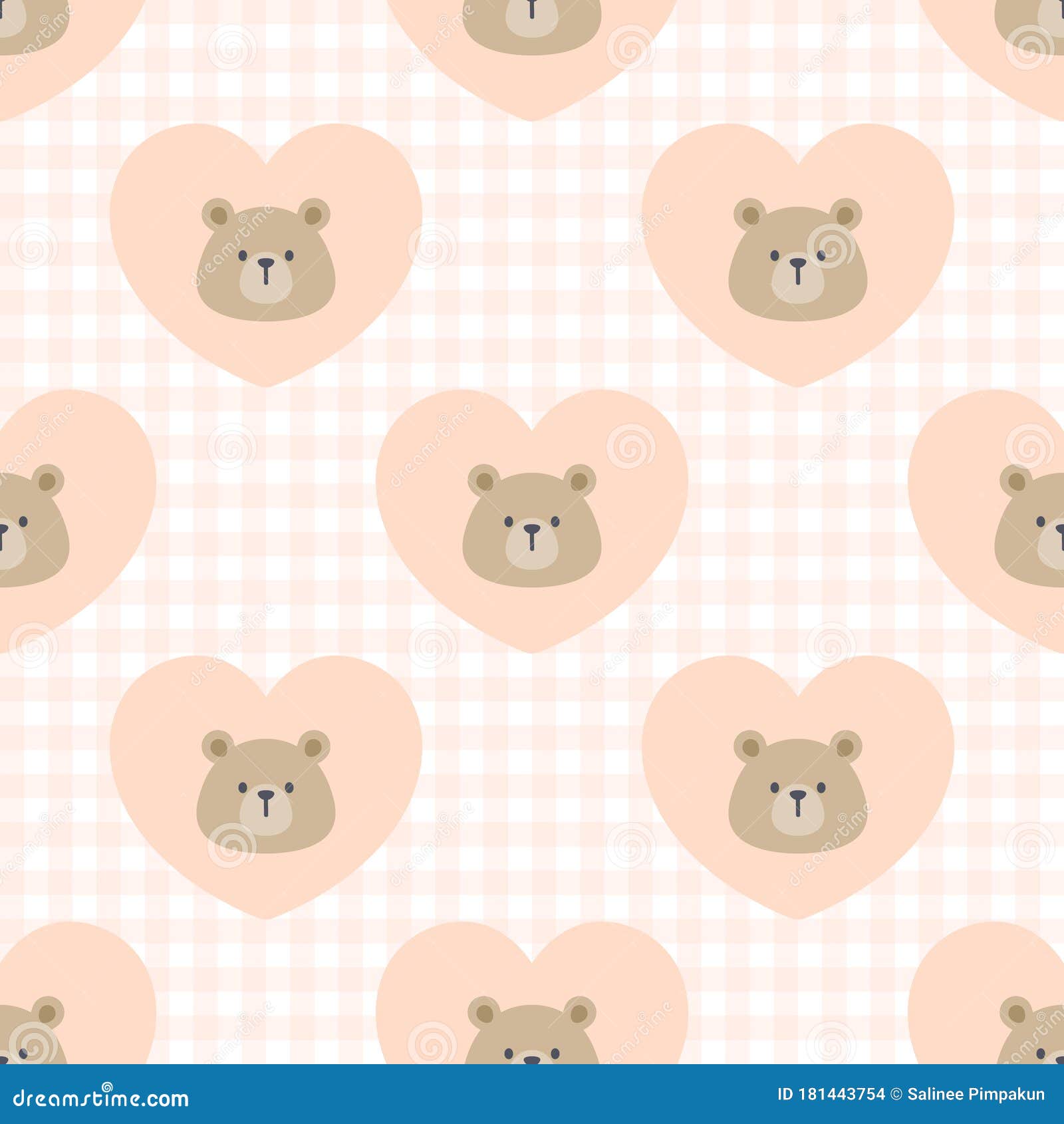 Cute Bear Heart Seamless Pattern Background Stock Vector - Illustration ...