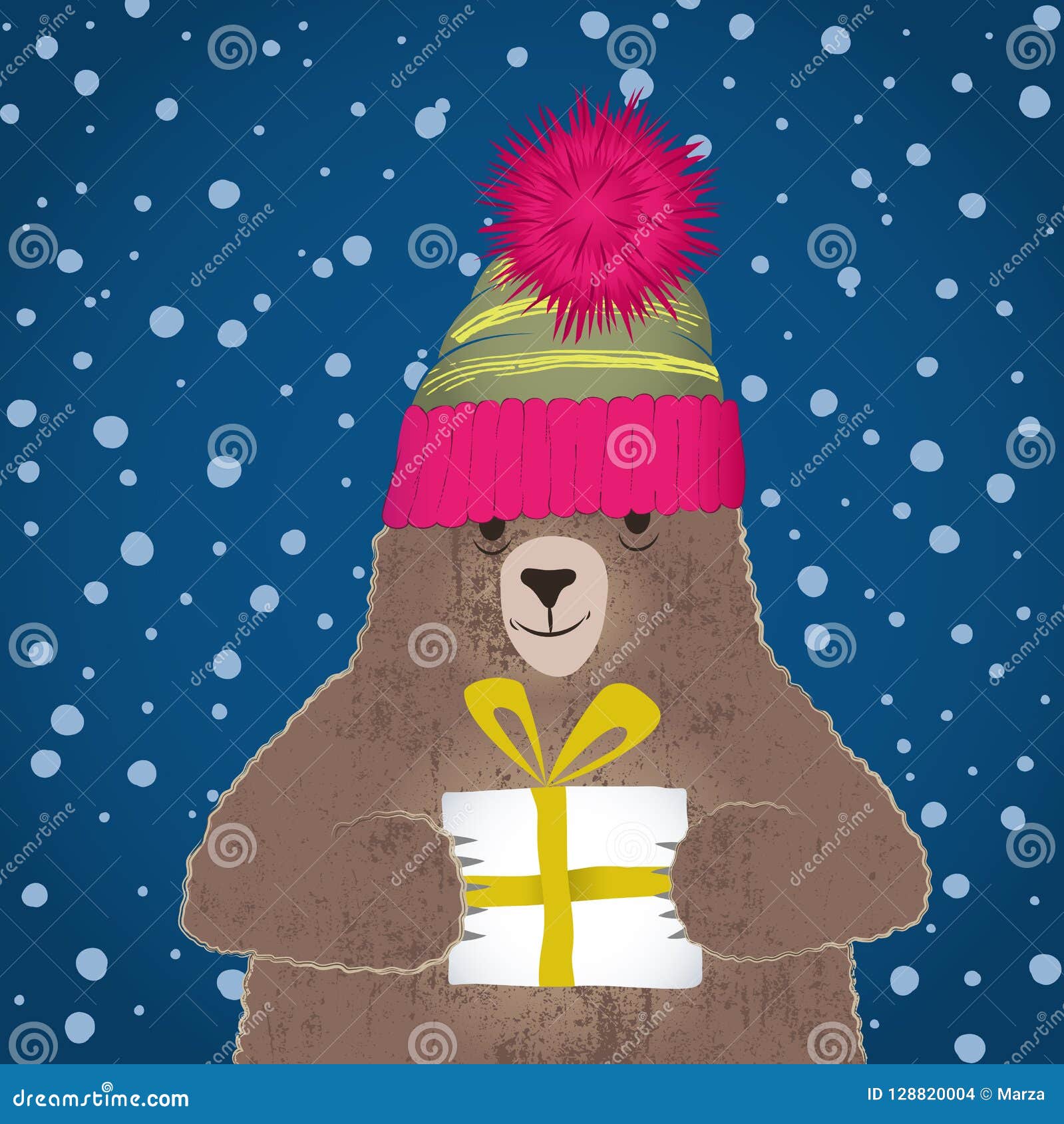 Cute bear holding gift stock vector. Illustration of holiday - 128820004
