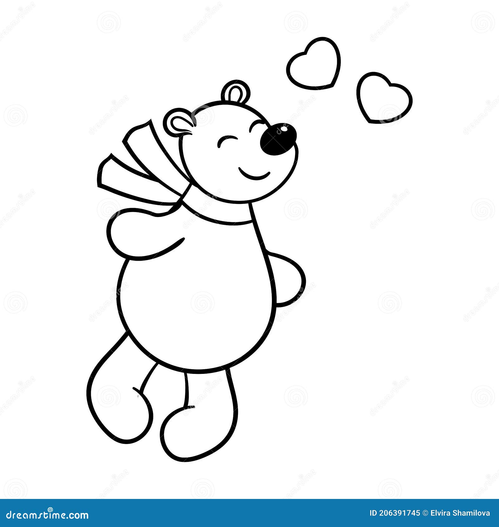 Cute Bear in Love, Coloring Page Stock Vector - Illustration of nature ...