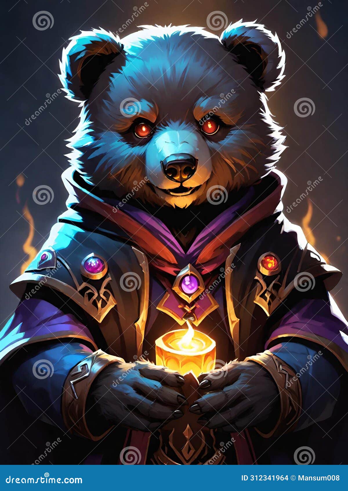 Cute Bear with a Magic Ball Stock Illustration - Illustration of ...