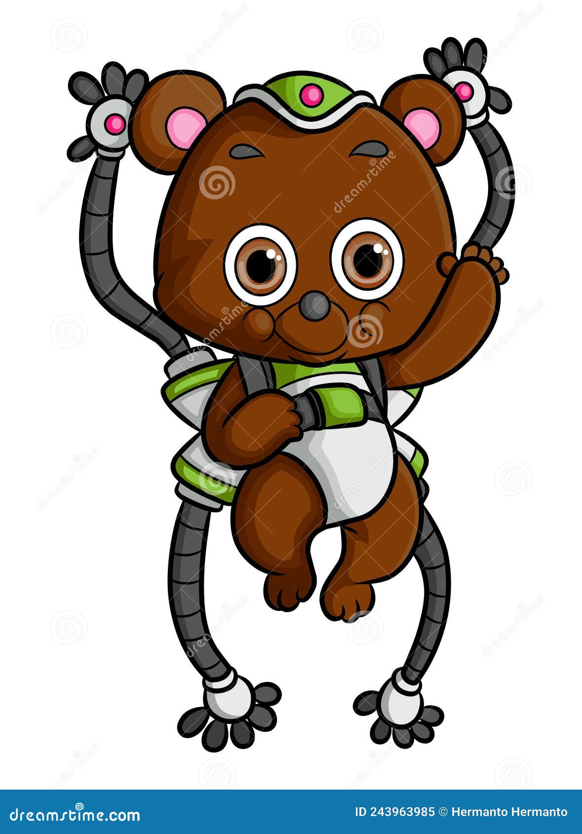 The Cute Bear with the Magnetic Robot Hand Stock Vector - Illustration ...