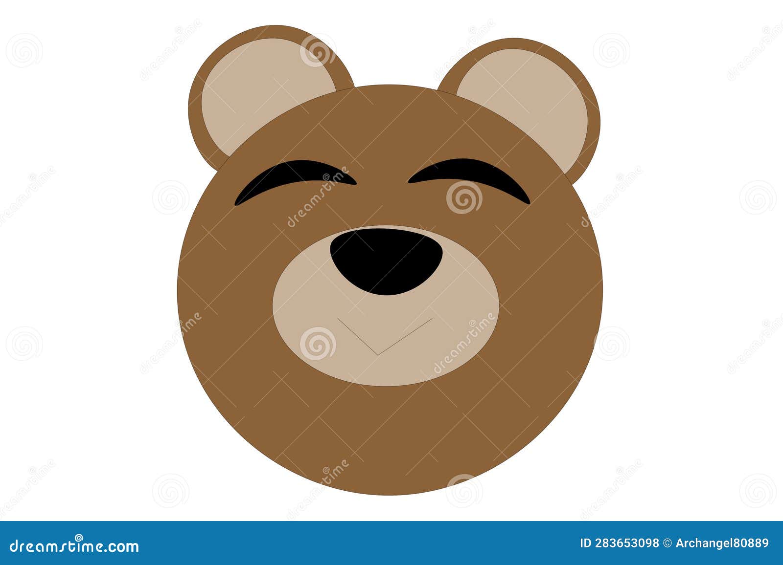 Bear Muzzle Close Up Detail Portrait Front View. Ink Black And White ...