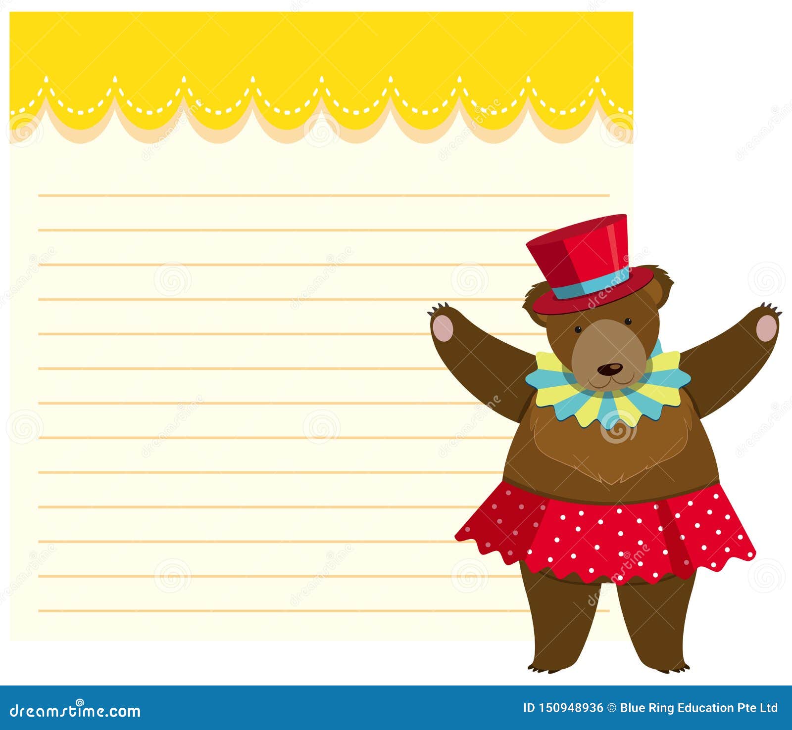 Cute bear on note template stock vector. Illustration of abstract ...