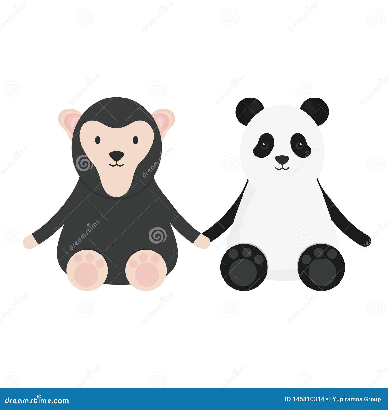 Cute Bear Panda and Monkey Characters Stock Vector - Illustration of ...
