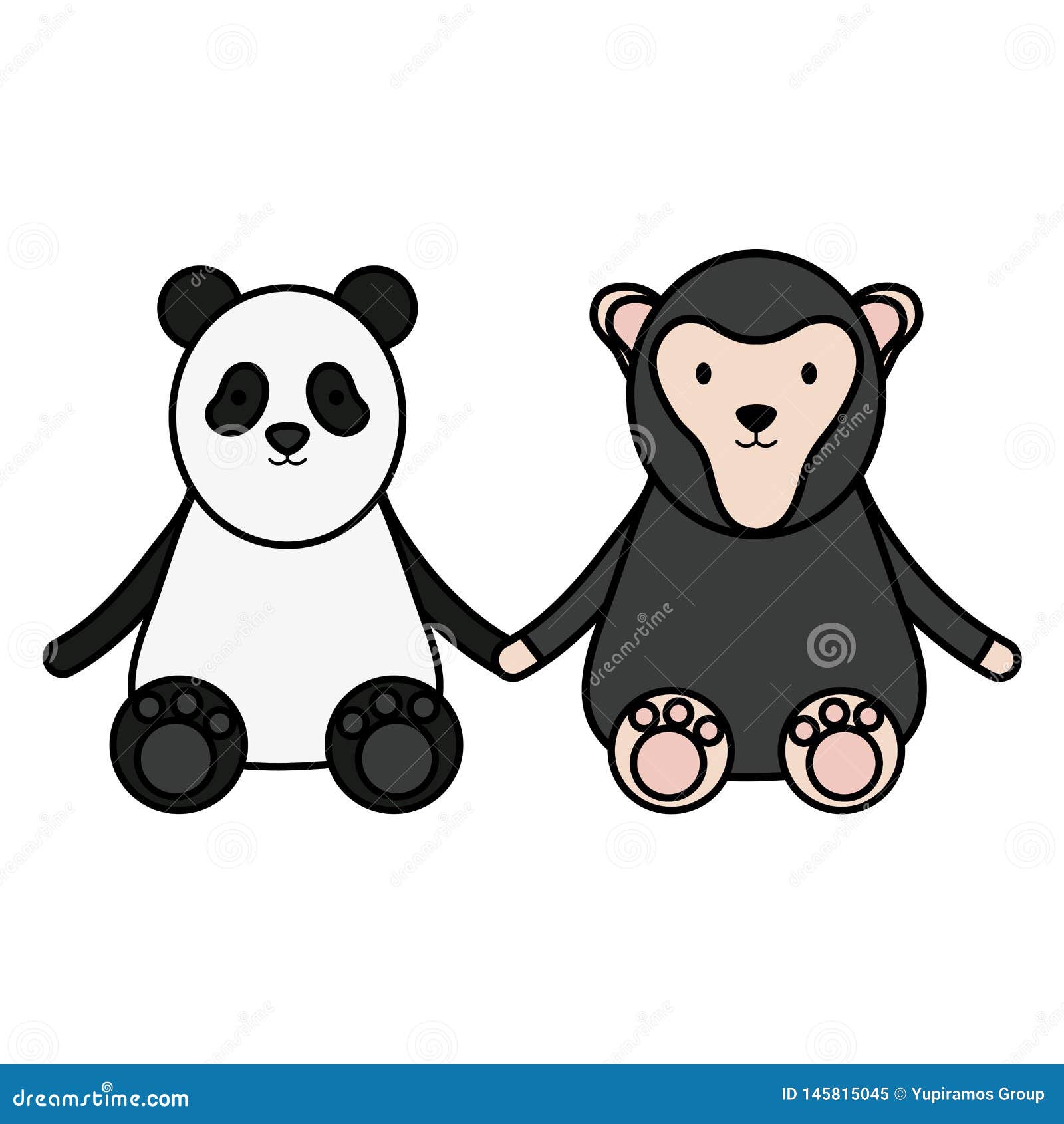 Cute Bear Panda and Monkey Characters Stock Vector - Illustration of ...